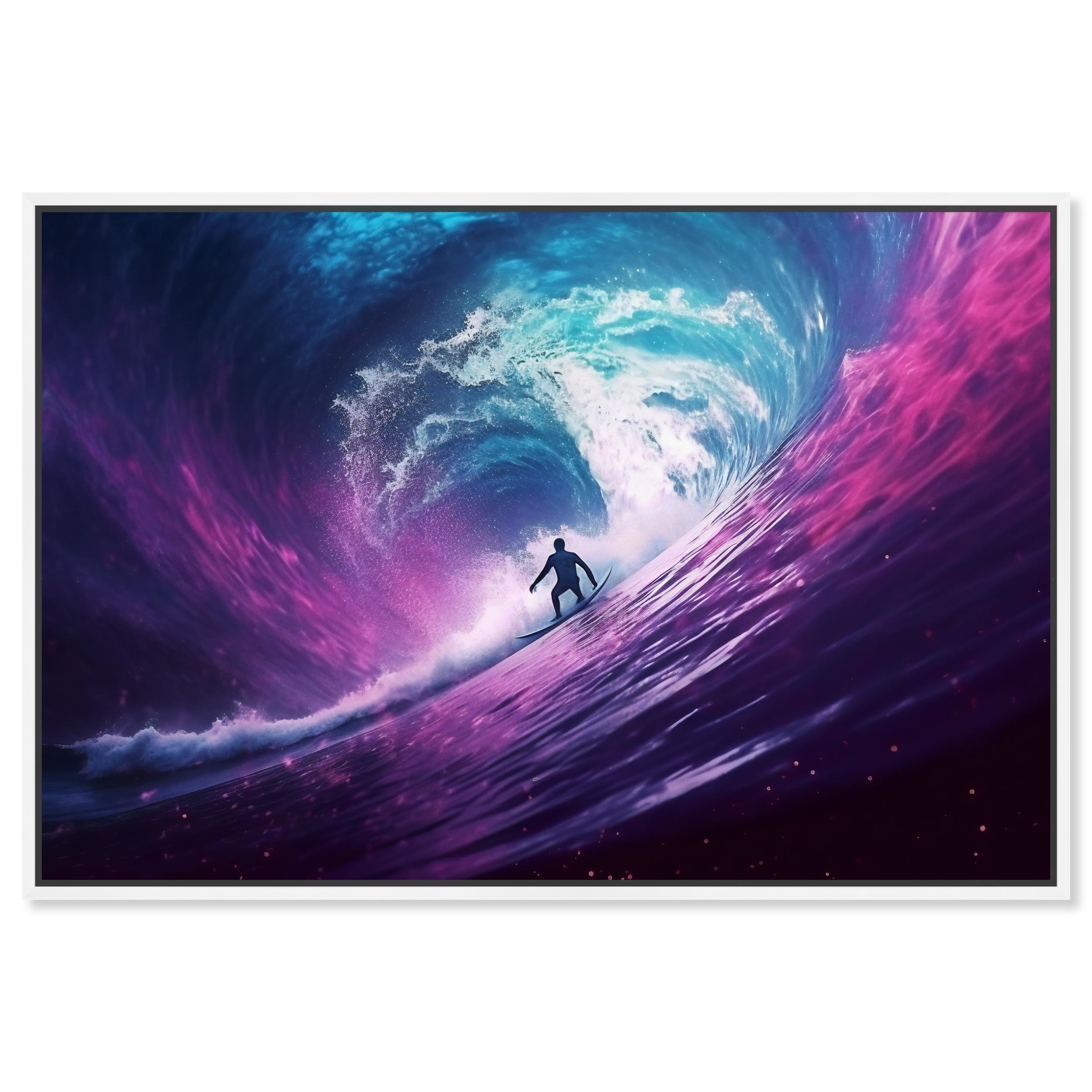 Galaxy Surf Galaxy Neon Man Cave Canvas Wall Art by Notoriart, White ...