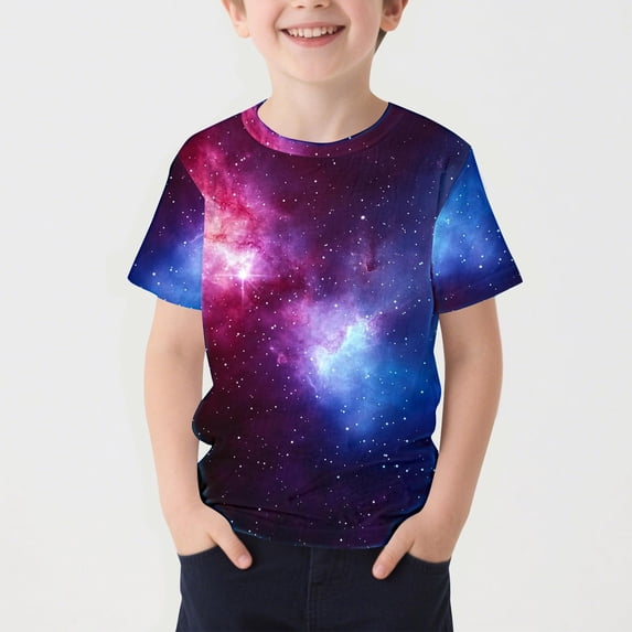 Galaxy T-Shirt for Girls Kids Space Print Short Sleeve Tee Soft ...