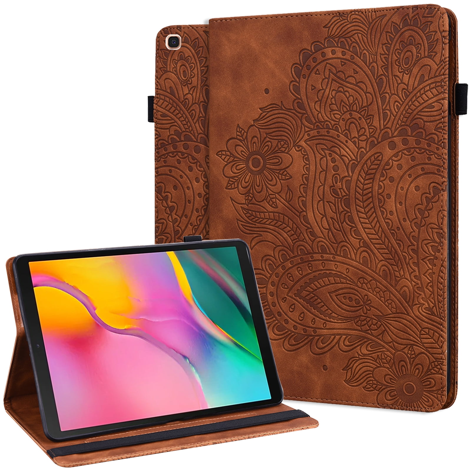 Galaxy Tab A 10.1 Case 2019 Model, Premium Leather [3D Embossed Peacock ...