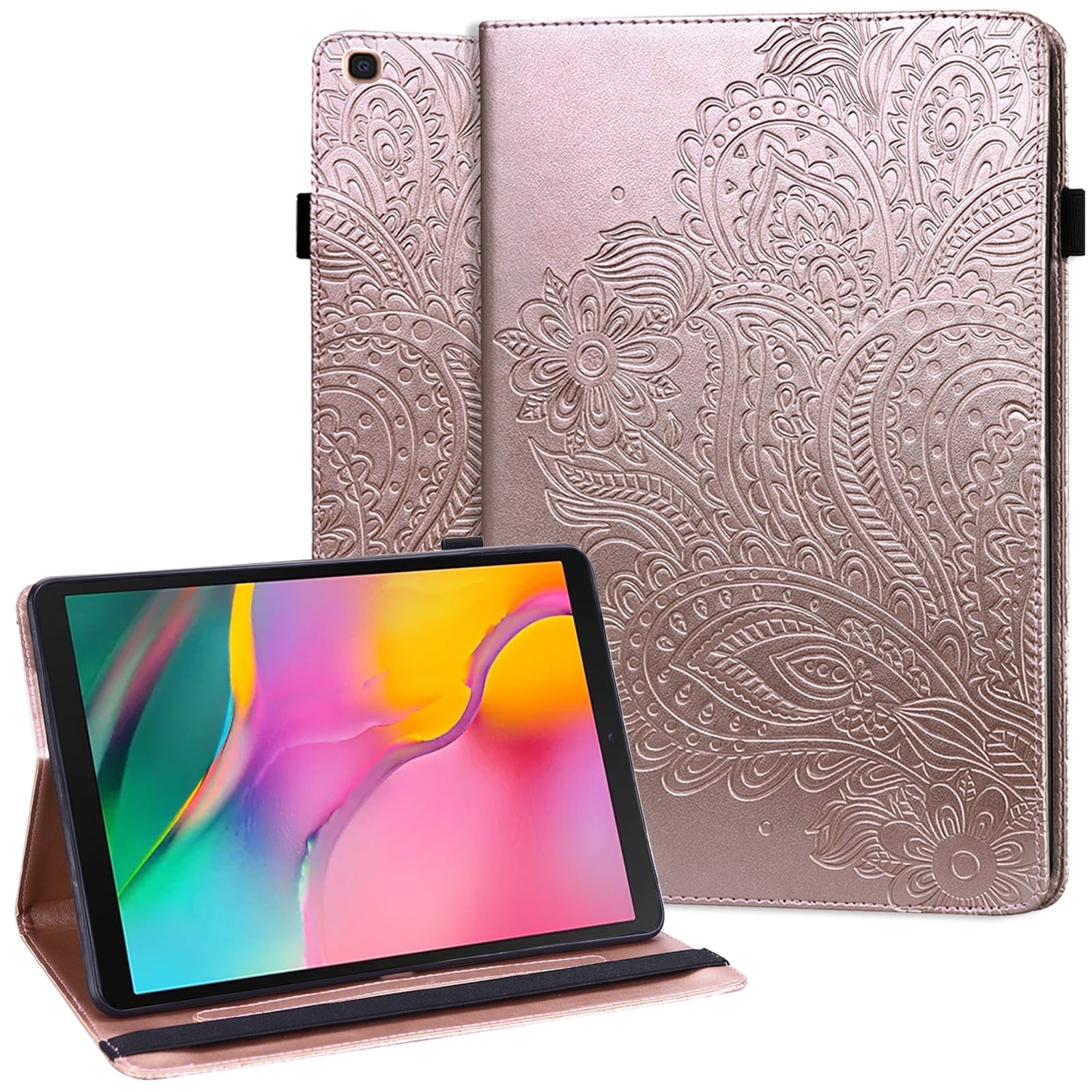 Galaxy Tab A 10.1 Case 2019 Model, Premium Leather [3D Embossed Peacock ...