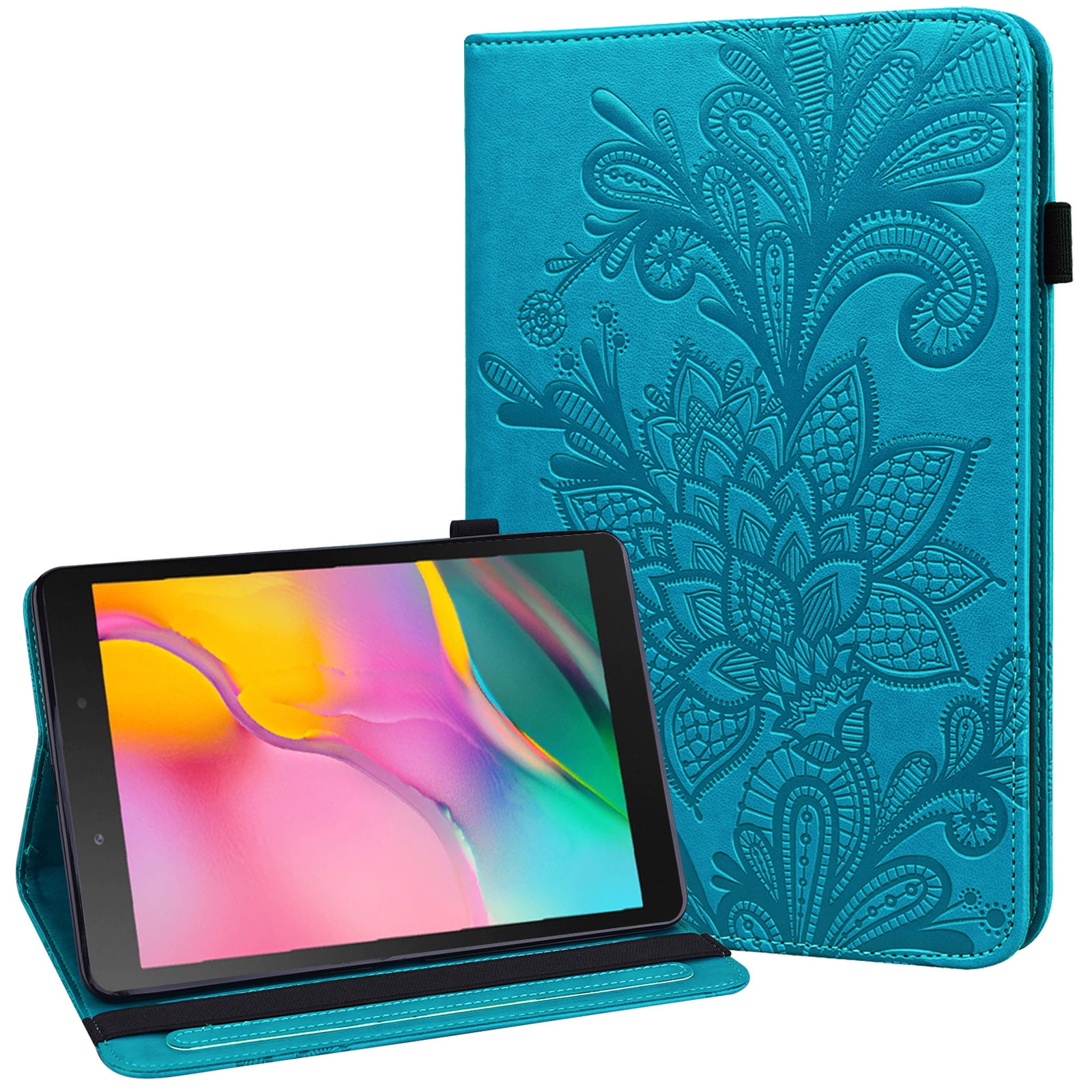 Galaxy Tab A 8.0 inch Case 2019, Lightweight Embossing Flower PU ...