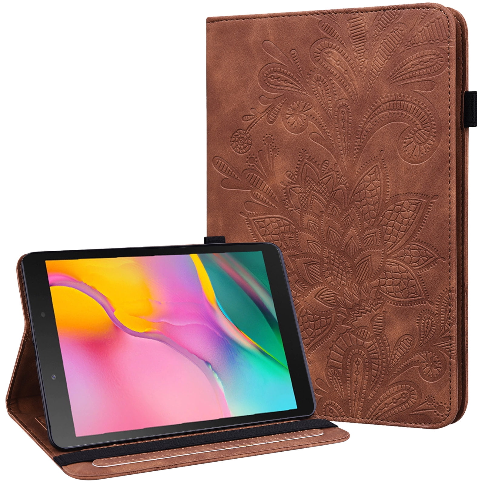 Galaxy Tab A 8.0 inch Case 2019, Lightweight Embossing Flower PU ...