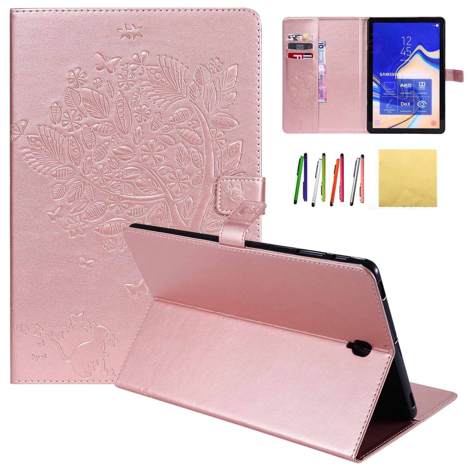 Galaxy Tab S4 10.5 2018 Case, Allytech Embossed Cat & Tree PU Leather ...