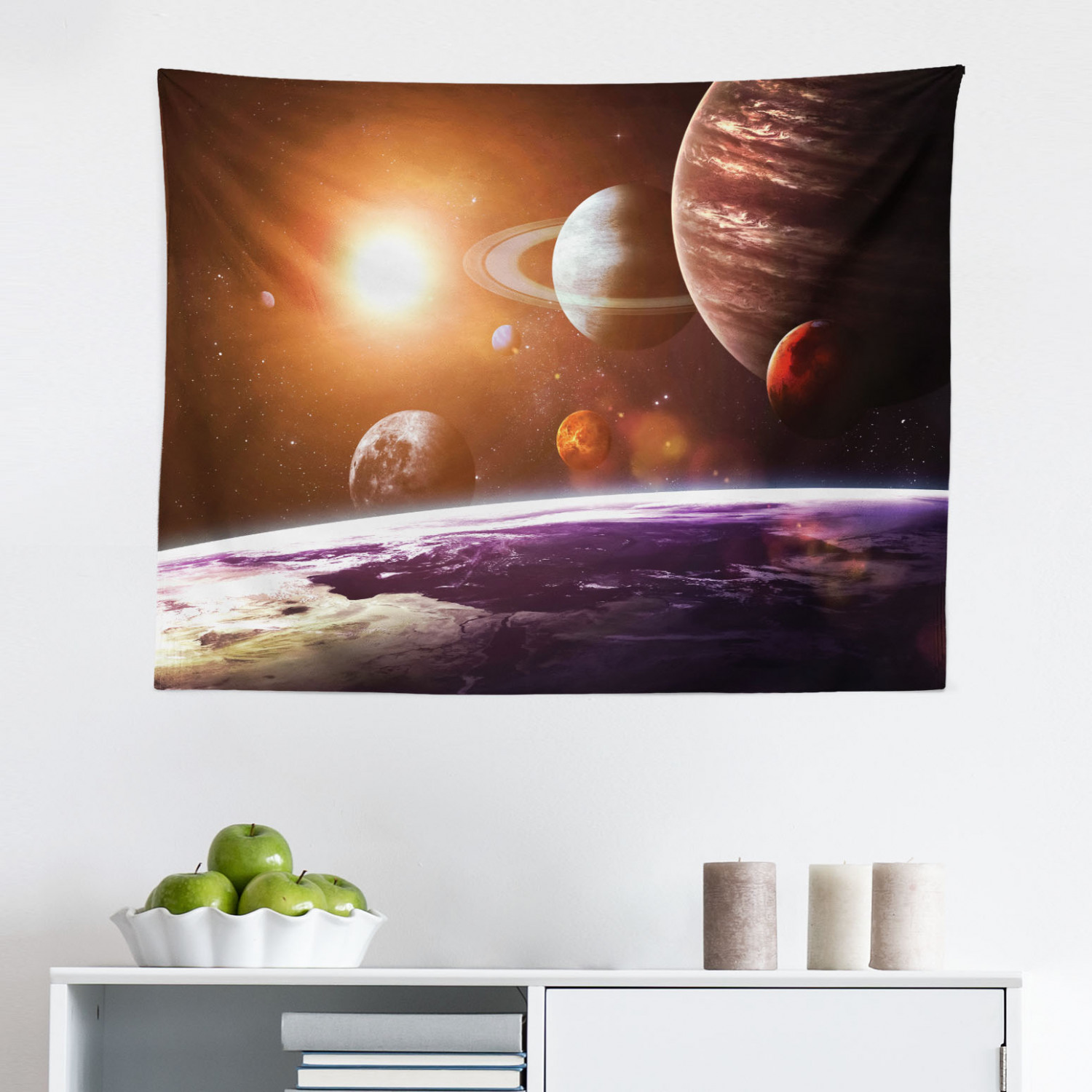Galaxy Tapestry, Planet Earth Outer Space Scenery of Globe Orbit ...