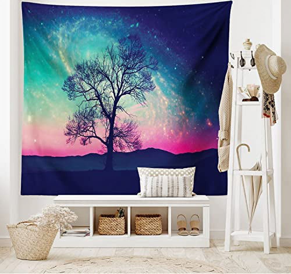 Galaxy Tapestry, Vibrant Stars Space Cosmic Lonely Tree Borealis, Wide ...