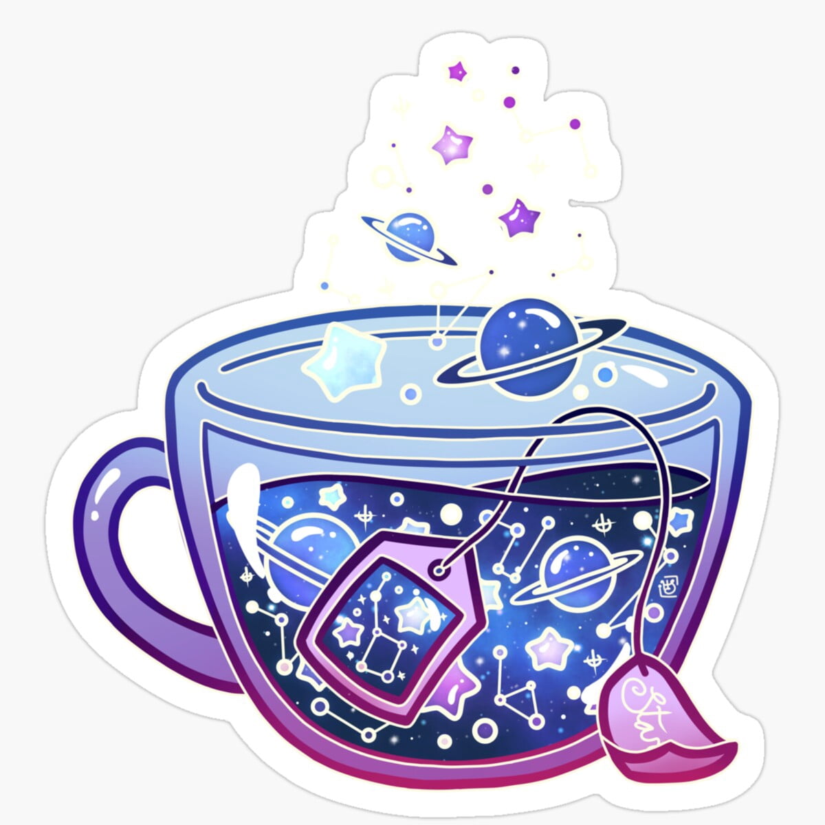Galaxy Tea Sticker. Gift For You - Decorate Laptops, Water Bottles, And ...