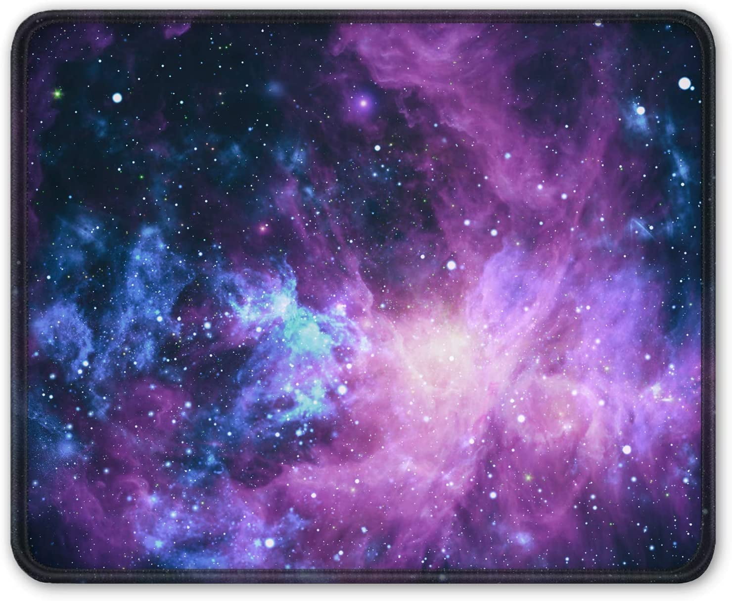 Galaxy Theme Mouse Pad, 12 x 10 in, Non-Slip Rubber, Waterproof Square Mouse Mat with Stitched ...