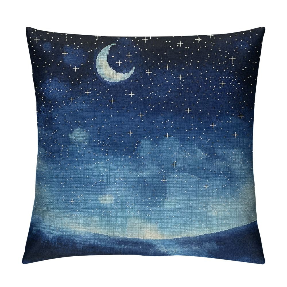 Galaxy Throw Pillow Cover 18"x18" Soft Starry Sky Blue Teal Pattern ...