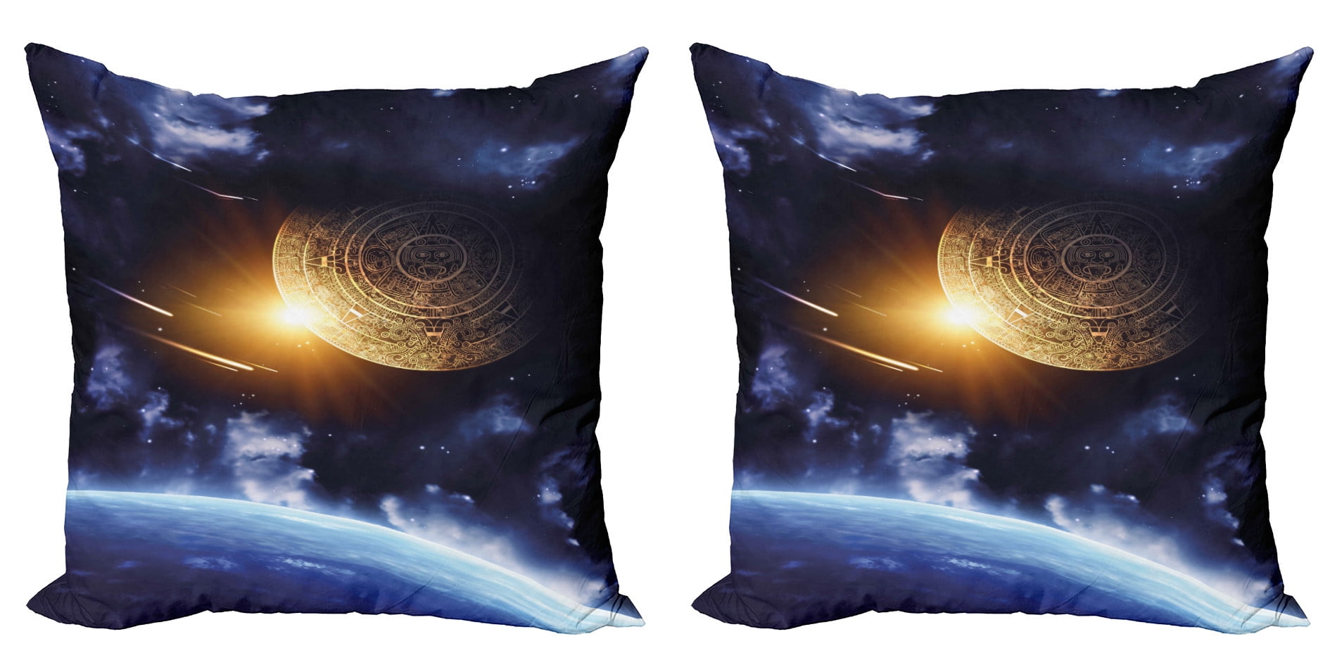 Ambesonne Space Throw Pillow Cover 2 Pack, Earth Landscape, 20", Blue ...