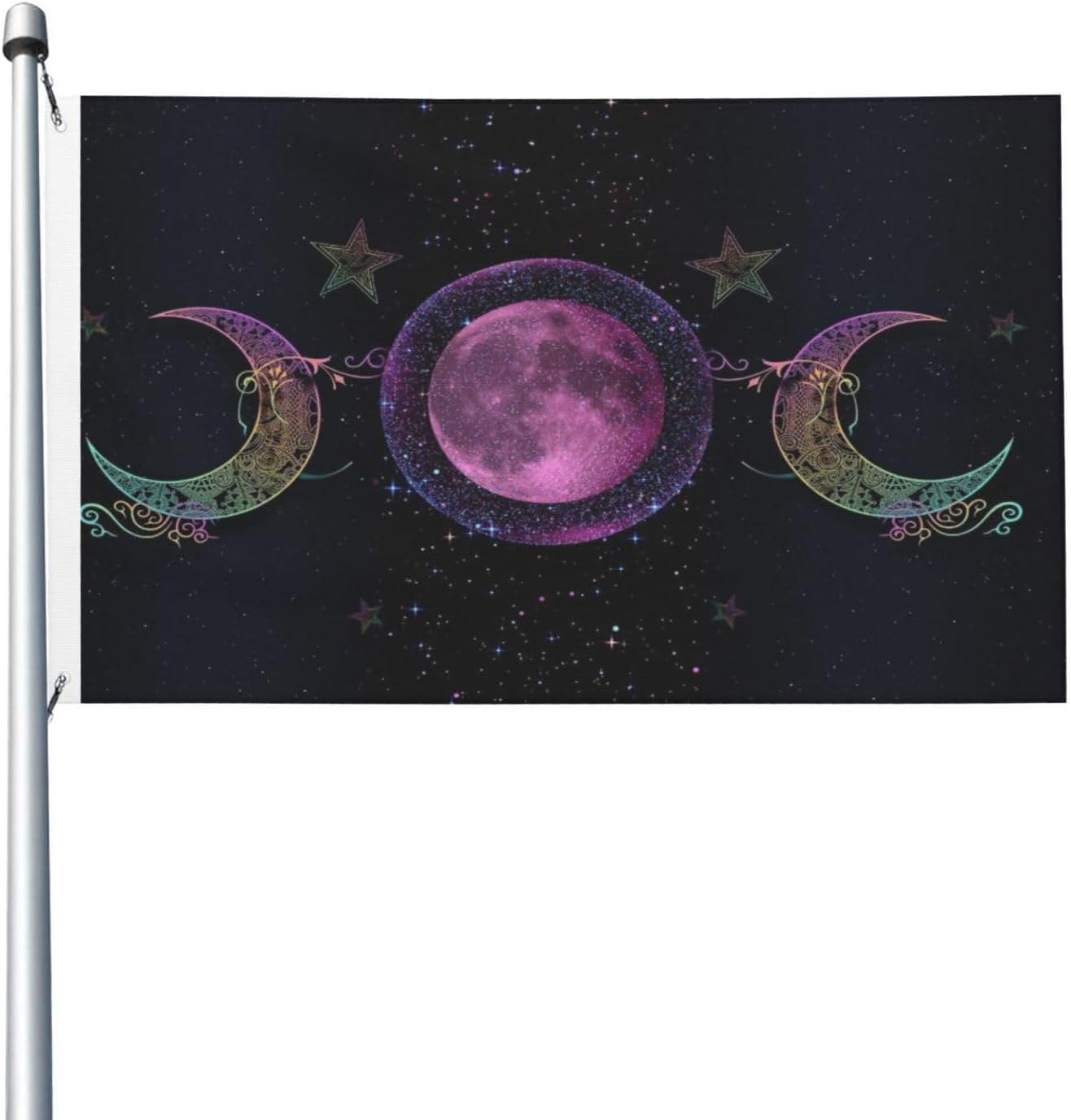Galaxy Triple Moon Goddess Wiccan Flag Sided Outside Large Banner ...