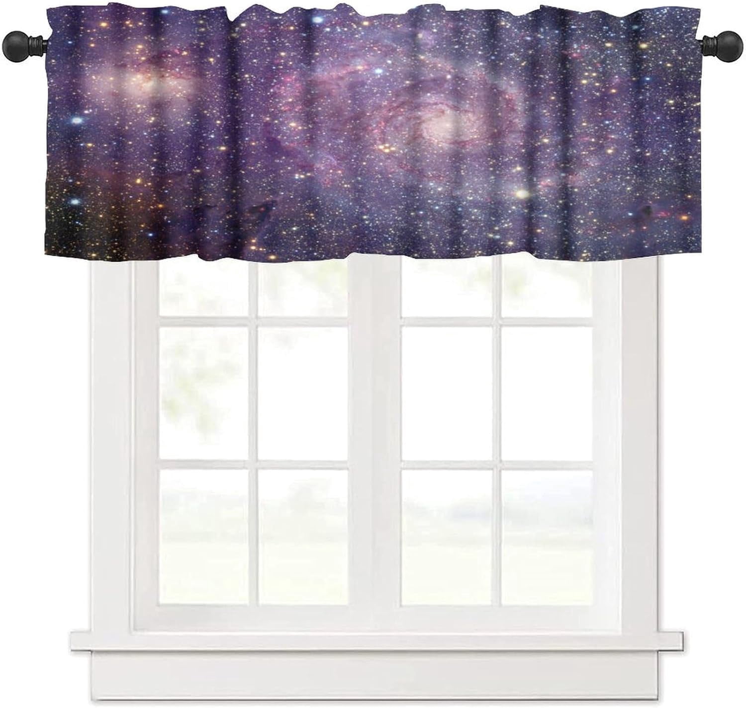 Galaxy Valance Curtains Outer Space Stars Purple Rod Pocket Curtain ...