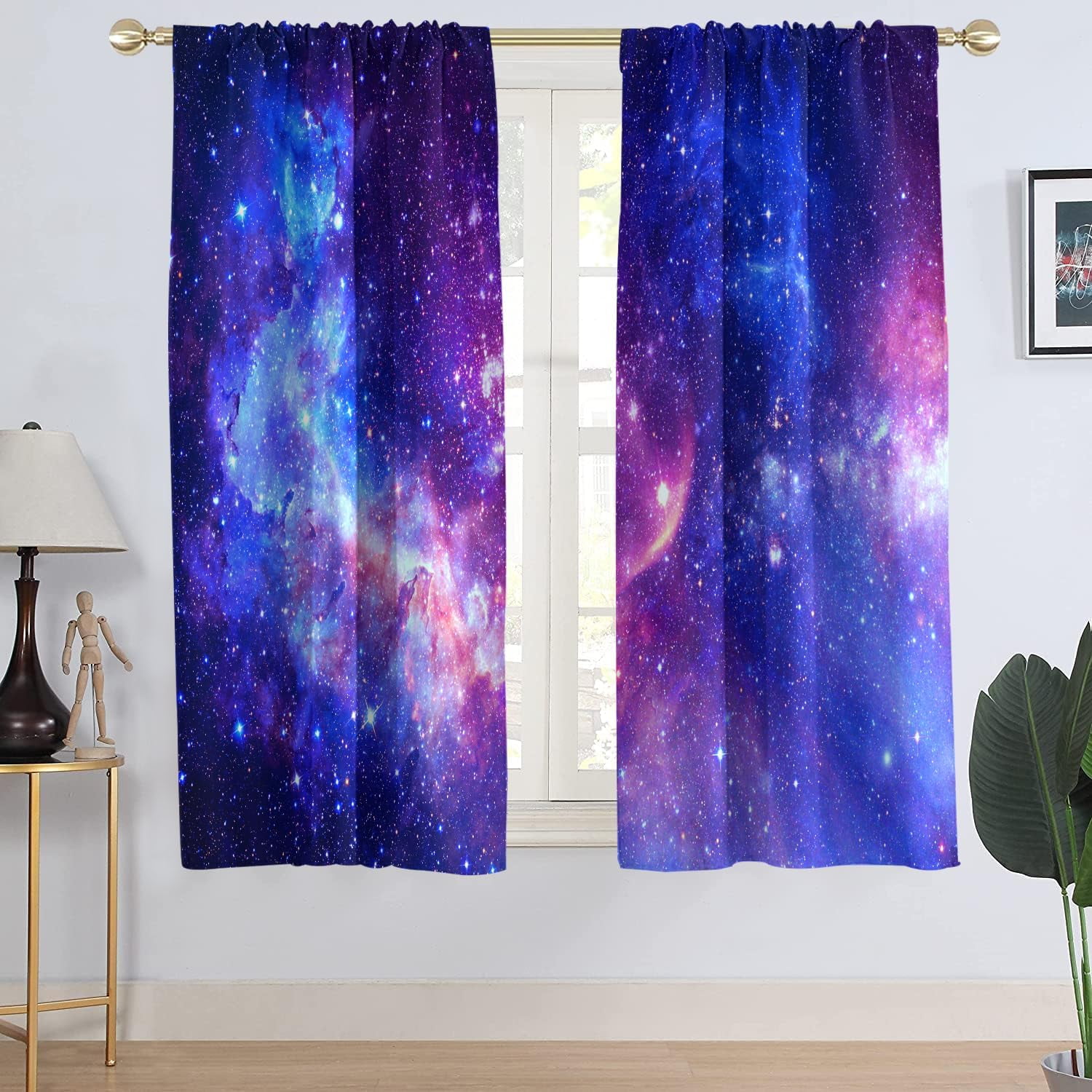 Galaxy Window Curtain Outer Space Purple Star Constellation Celestial ...