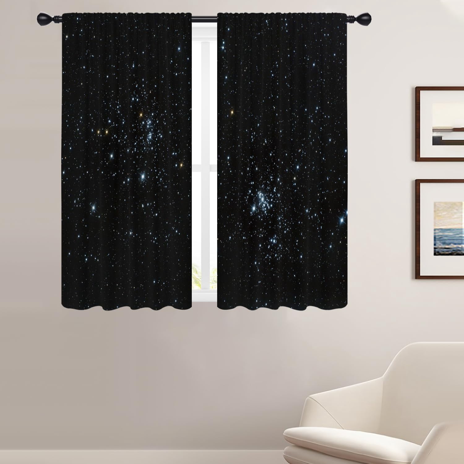 Galaxy Window Curtains for Bedroom 42 x 63 Inch Outer Space Star Gothic ...