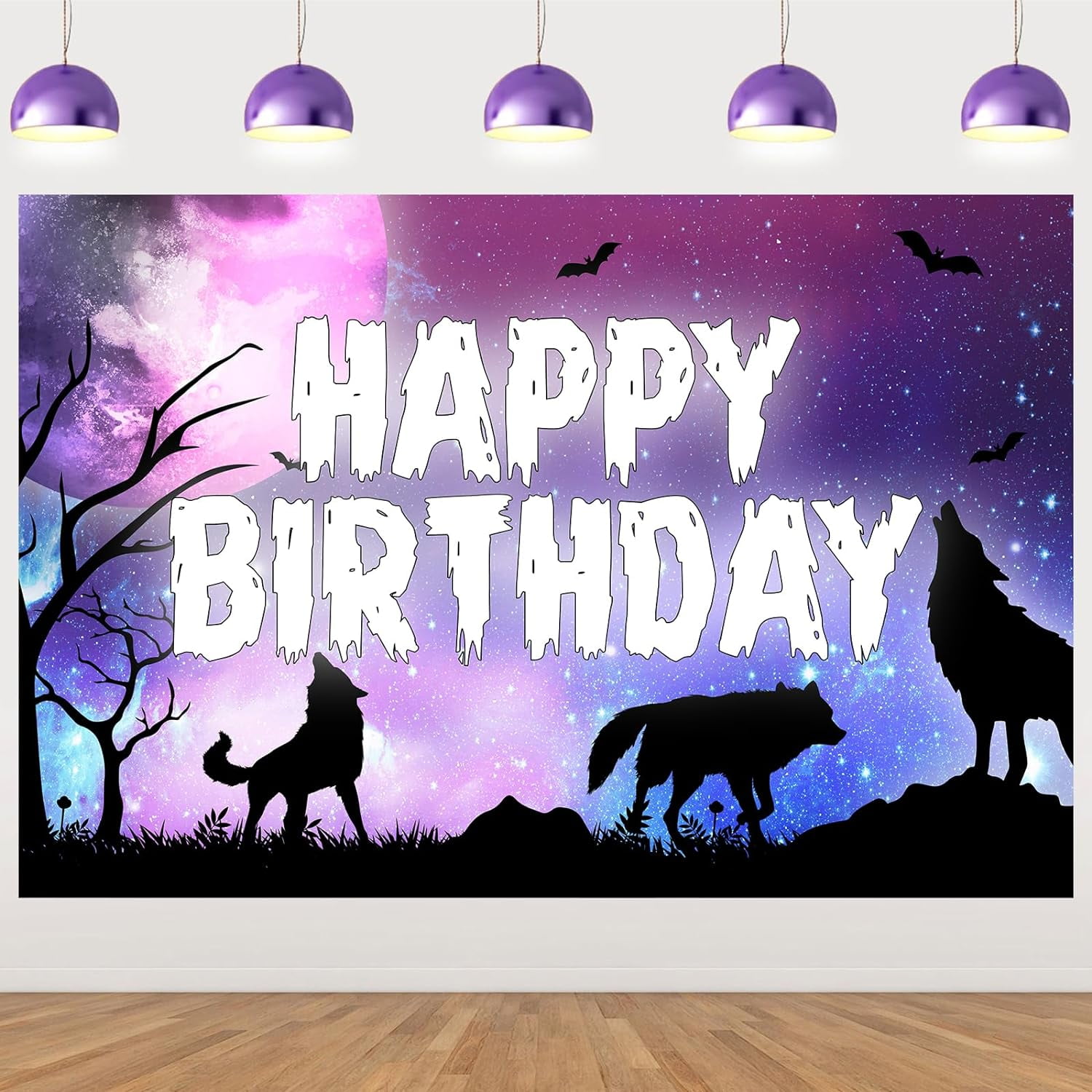 Galaxy Wolf Birthday Backdrop 7 * 5ft Galaxy Wolf Birthday Party ...