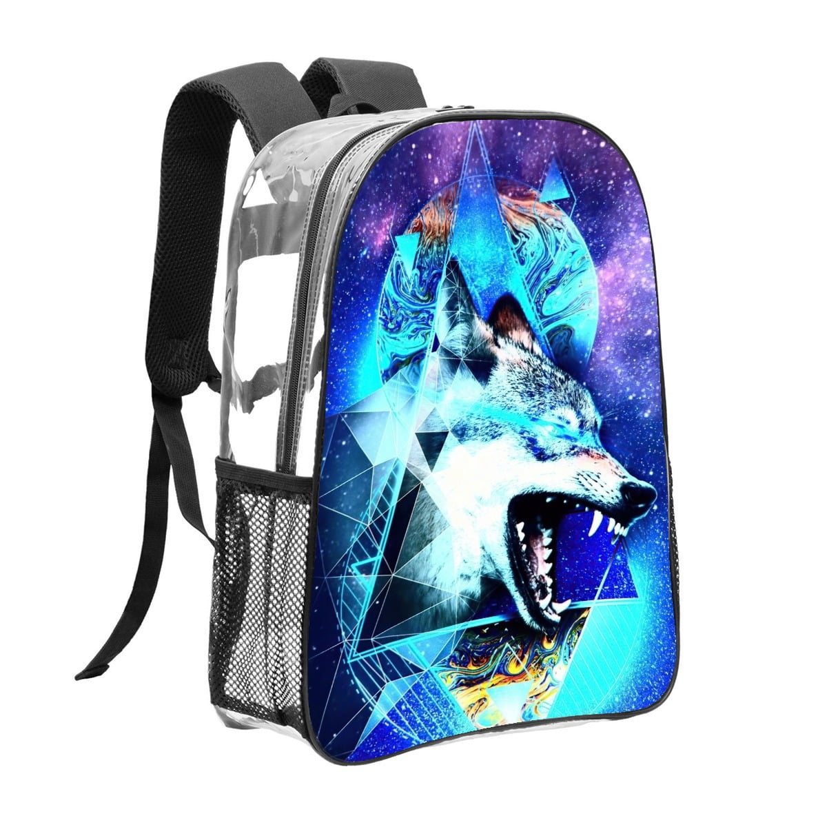 Galaxy Wolf Pattern Transparent Backpack Lightweight And fashionable ...