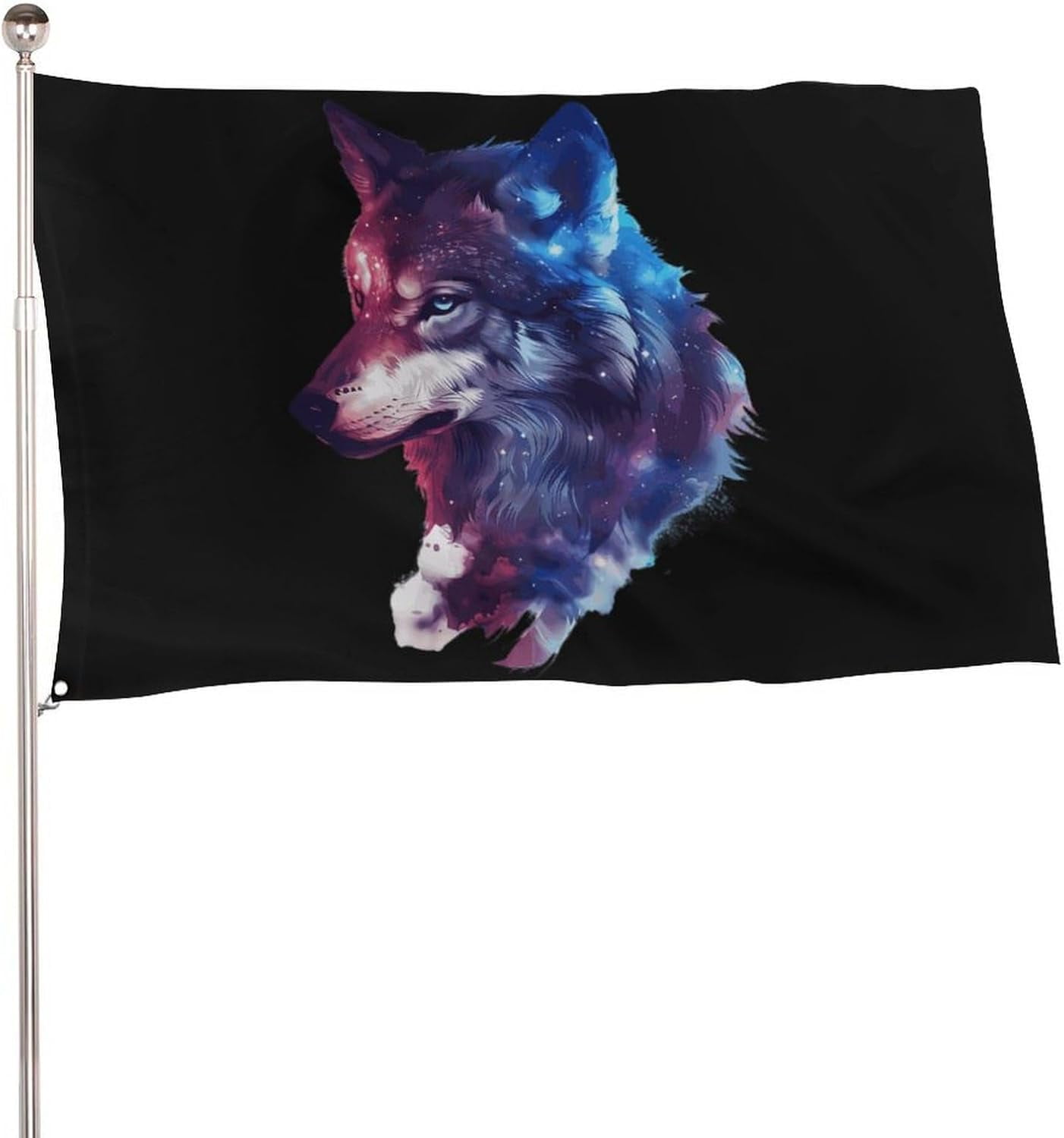 Galaxy Wolf Printed Flag with 2 Brass Grommets Banner Funny for Outdoor ...