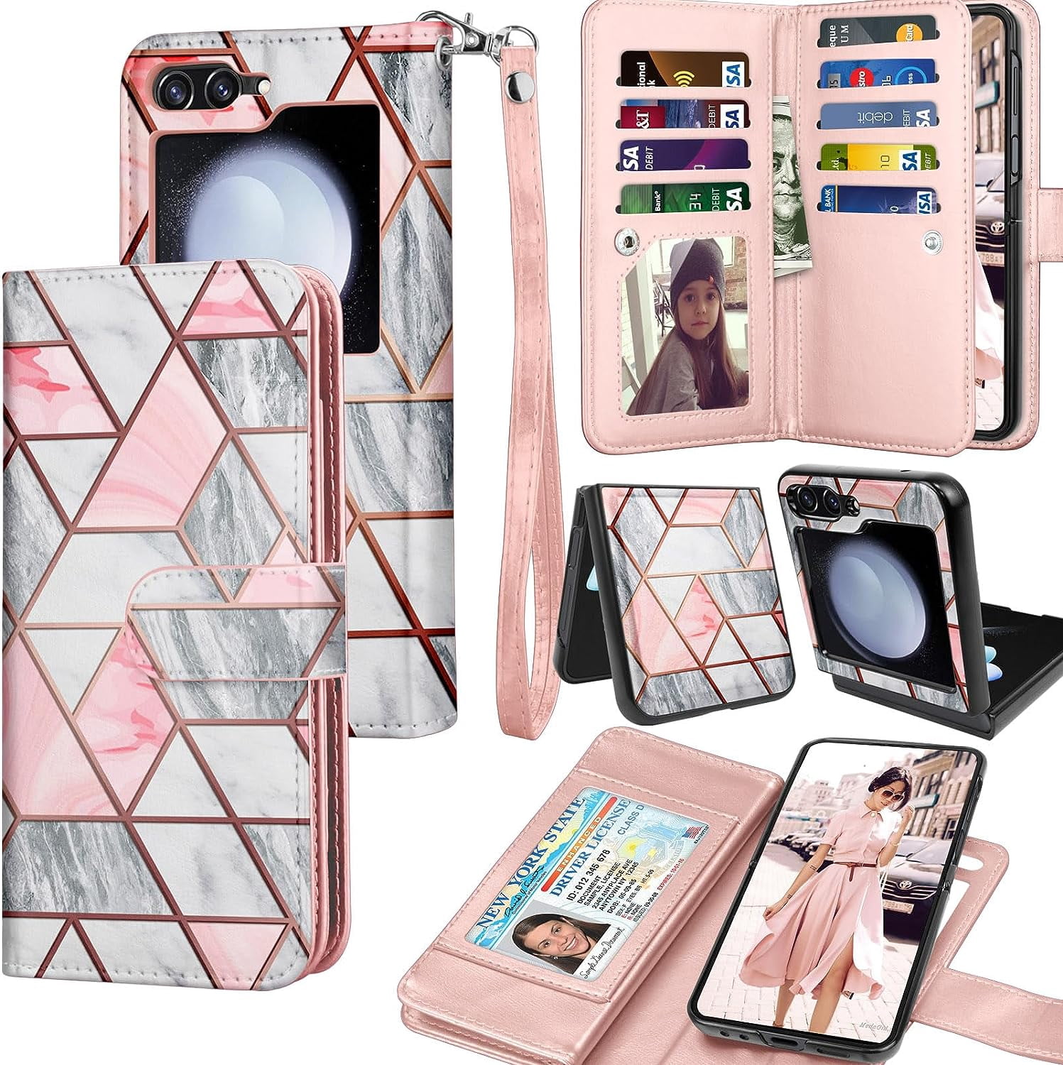 Galaxy Z Flip 5 Case, 2023 Galaxy Z Flip5 Wallet Case, Luxury PU ...