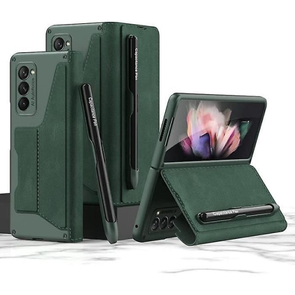 Galaxy Z Fold 2 5G Case Leather Foldable Slim Flip Case Velcro Pen Slot ...