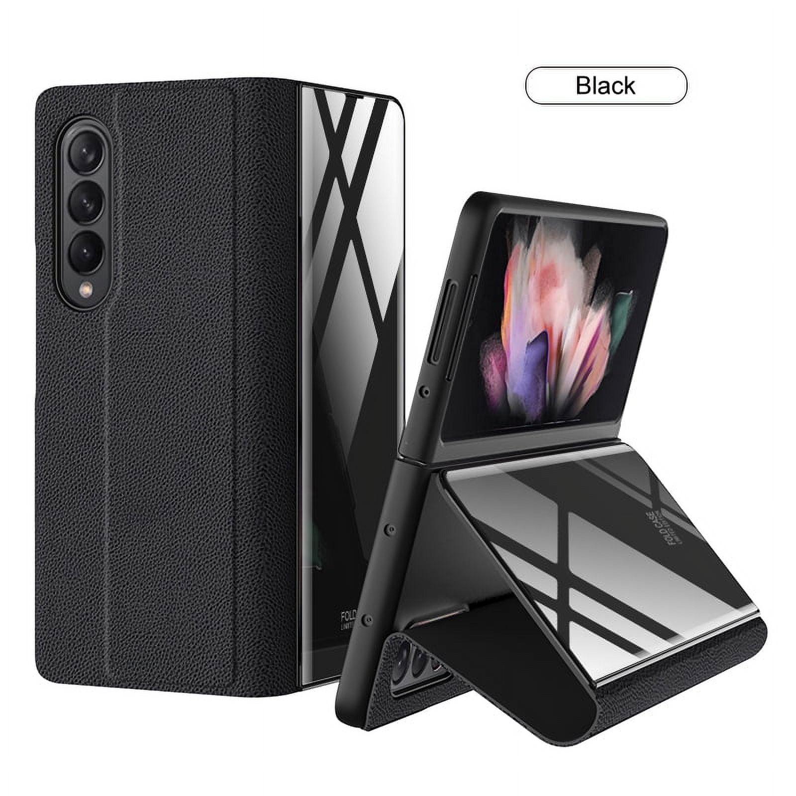 Galaxy Z Fold 3 5G Case, PU Leather Thin Slim Durable Shockproof ...