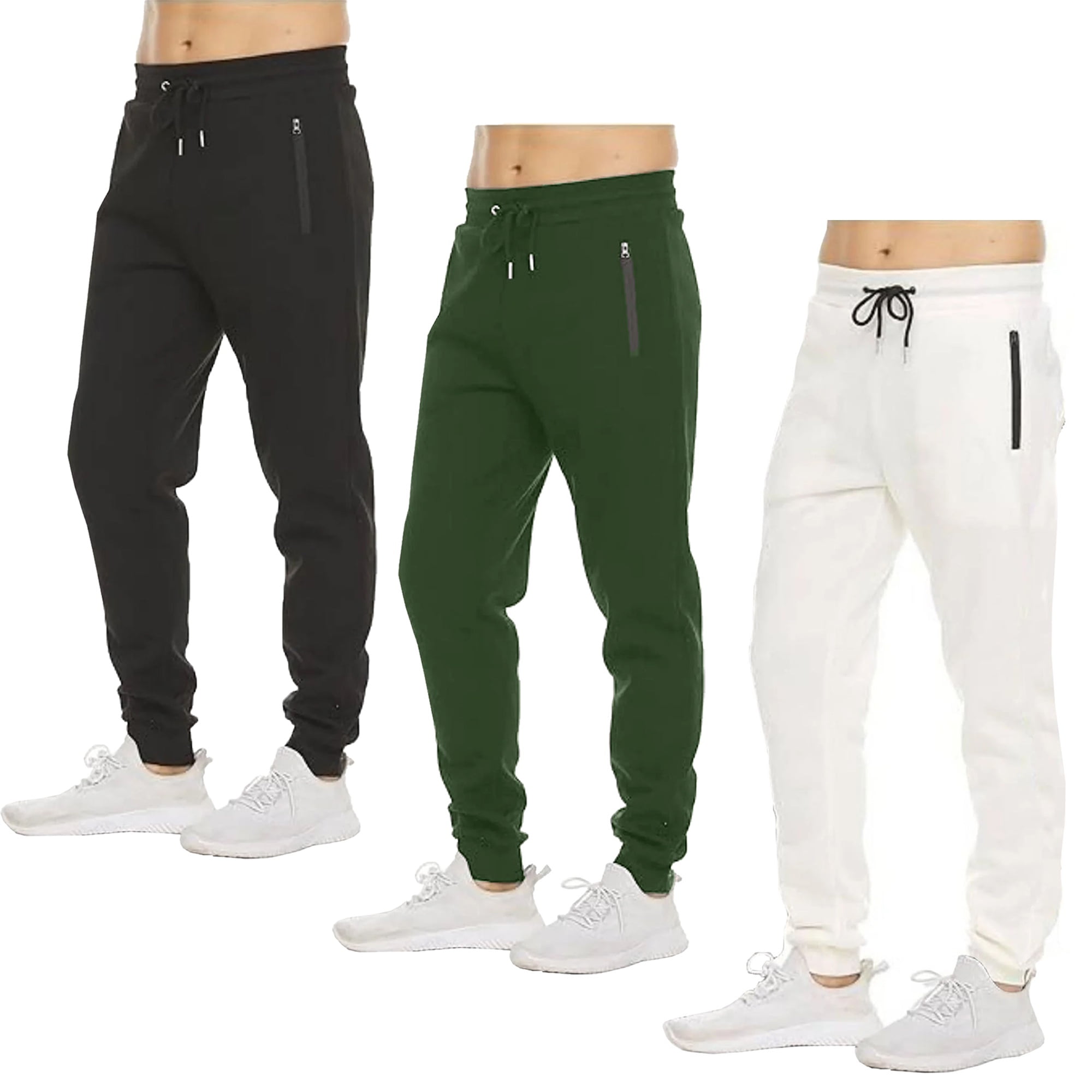 Galaxy by Harvic 3-Pack Mens Slim Fit Fleece Jogger Sweatpants (S-2XL ...
