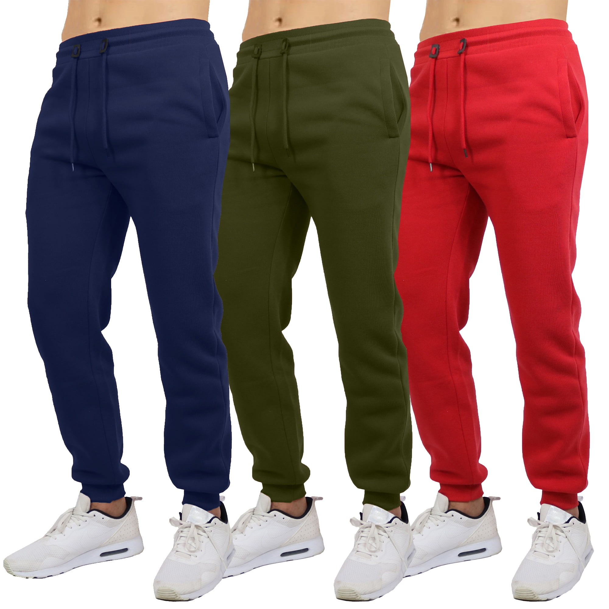 Galaxy by Harvic, 3-Pack Men's Slim Fit Fleece Jogger Sweatpants, S-2XL ...