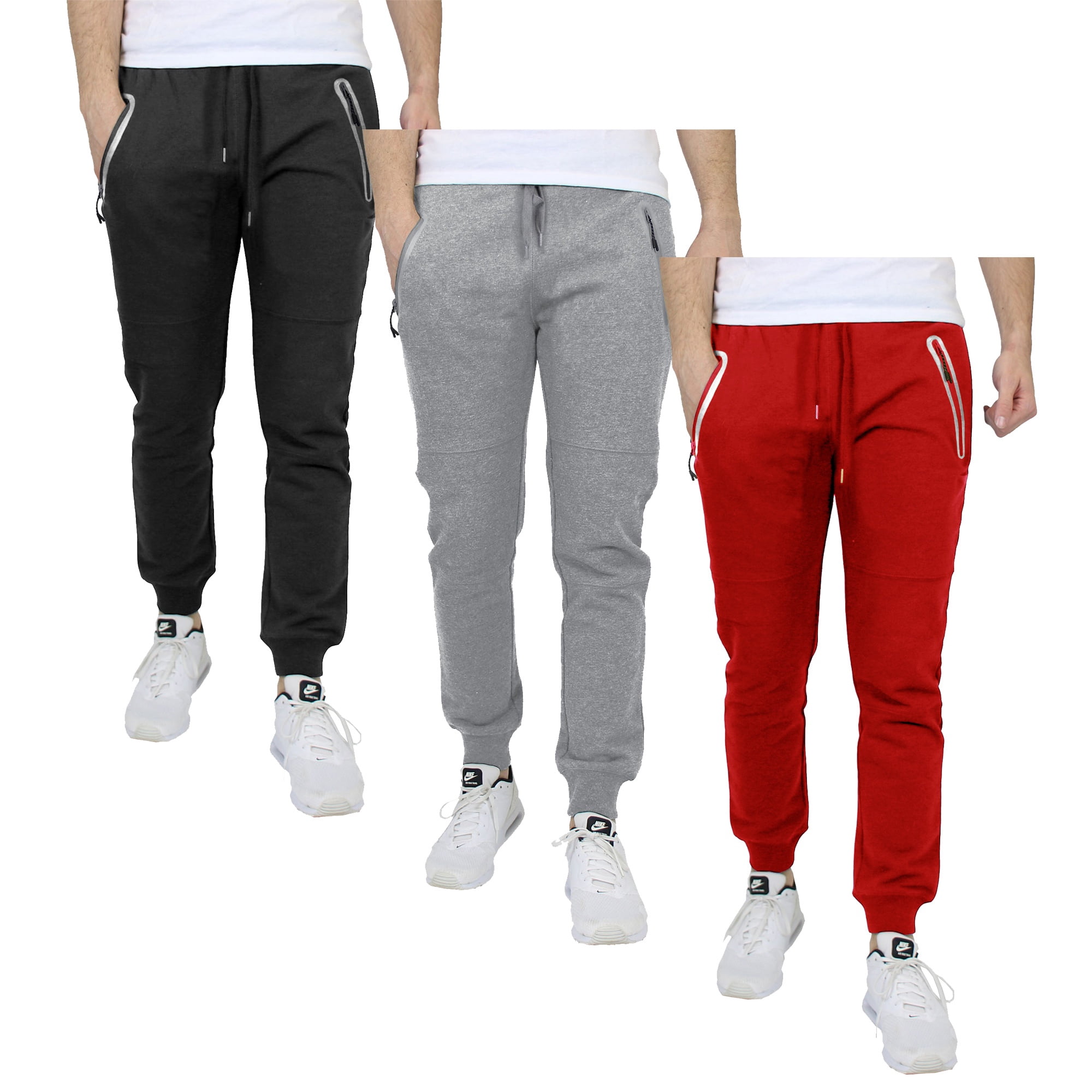 Galaxy by Harvic 3-Pack Mens Slim Fit Fleece Jogger Sweatpants (S-2XL ...