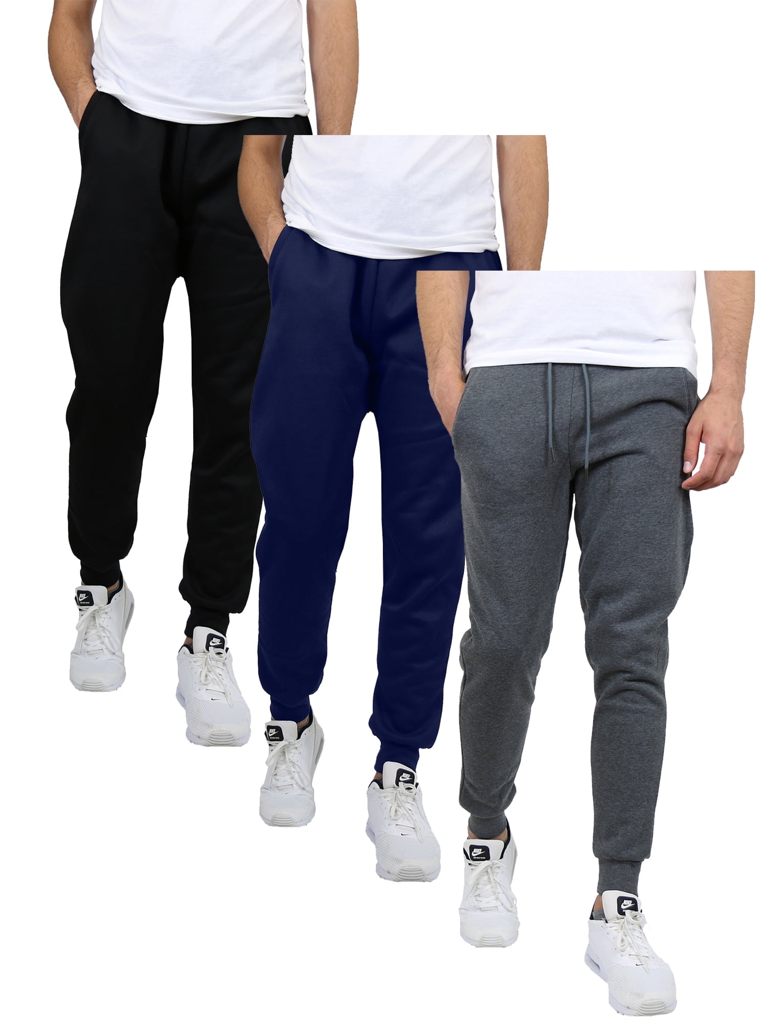 Galaxy by Harvic 3-Pack Mens Slim Fit Fleece Jogger Sweatpants (S-2XL ...