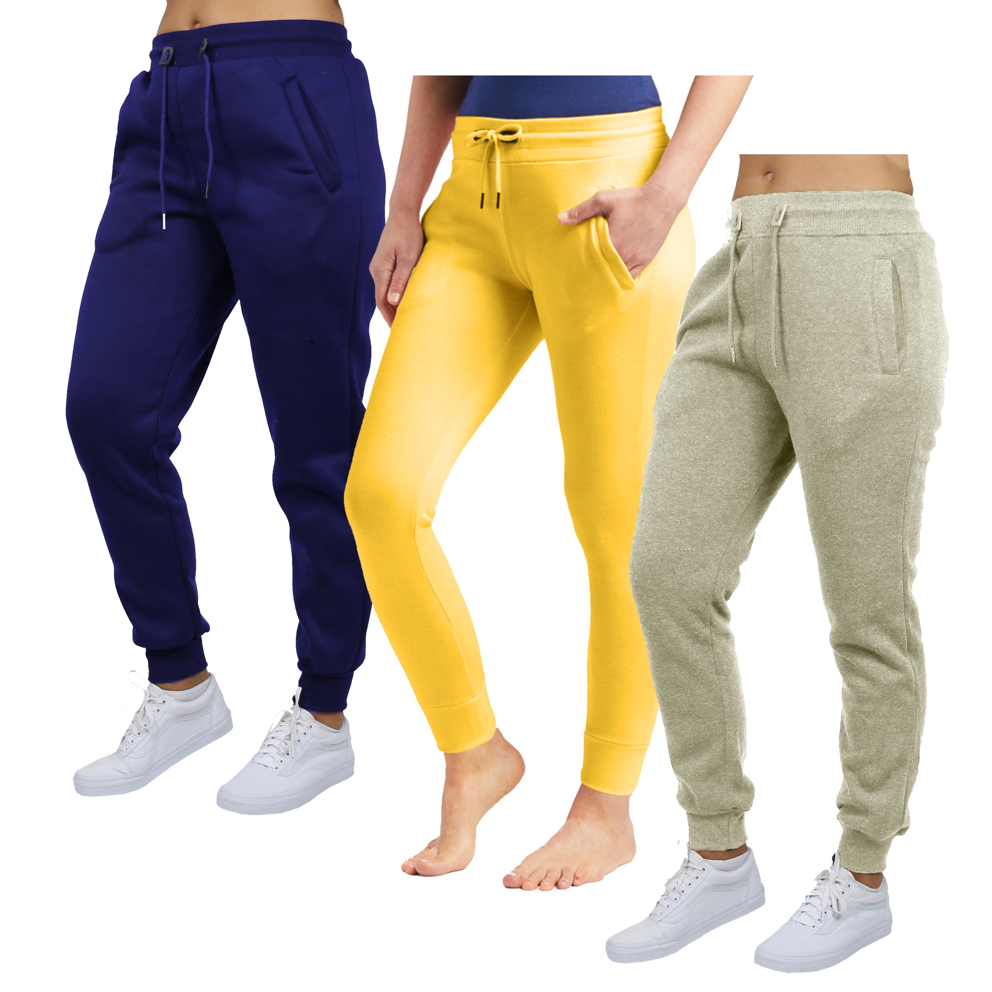 Galaxy by Harvic 3-Pack Women's Loose Fit Fleece Jogger Sweatpants (S ...