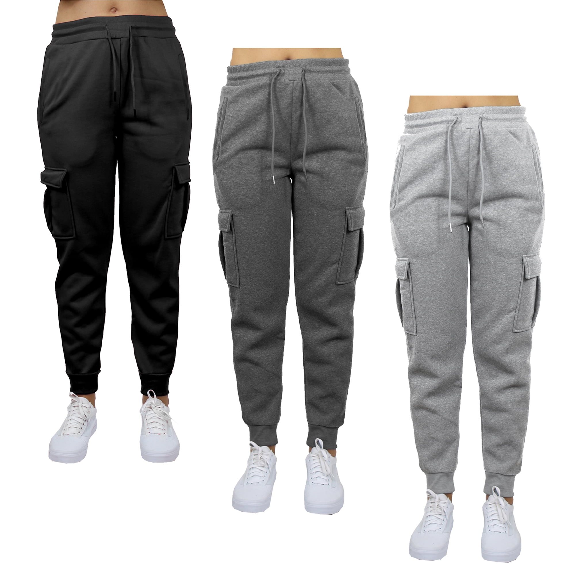 Galaxy by Harvic 3-Pack Women's Loose Fit Fleece Jogger Sweatpants (S ...