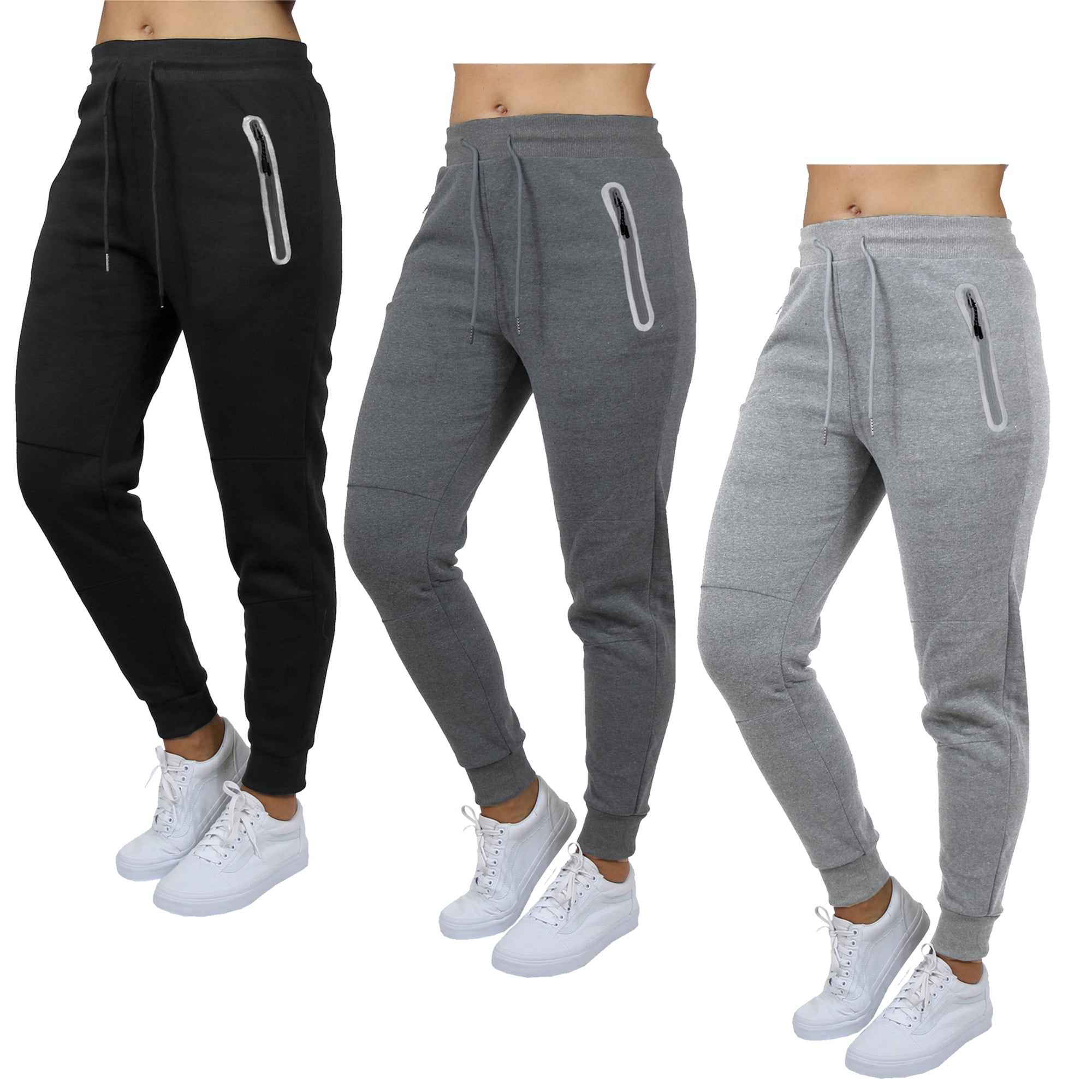 Galaxy by Harvic 3-Pack Women's Loose Fit Fleece Jogger Sweatpants (S ...