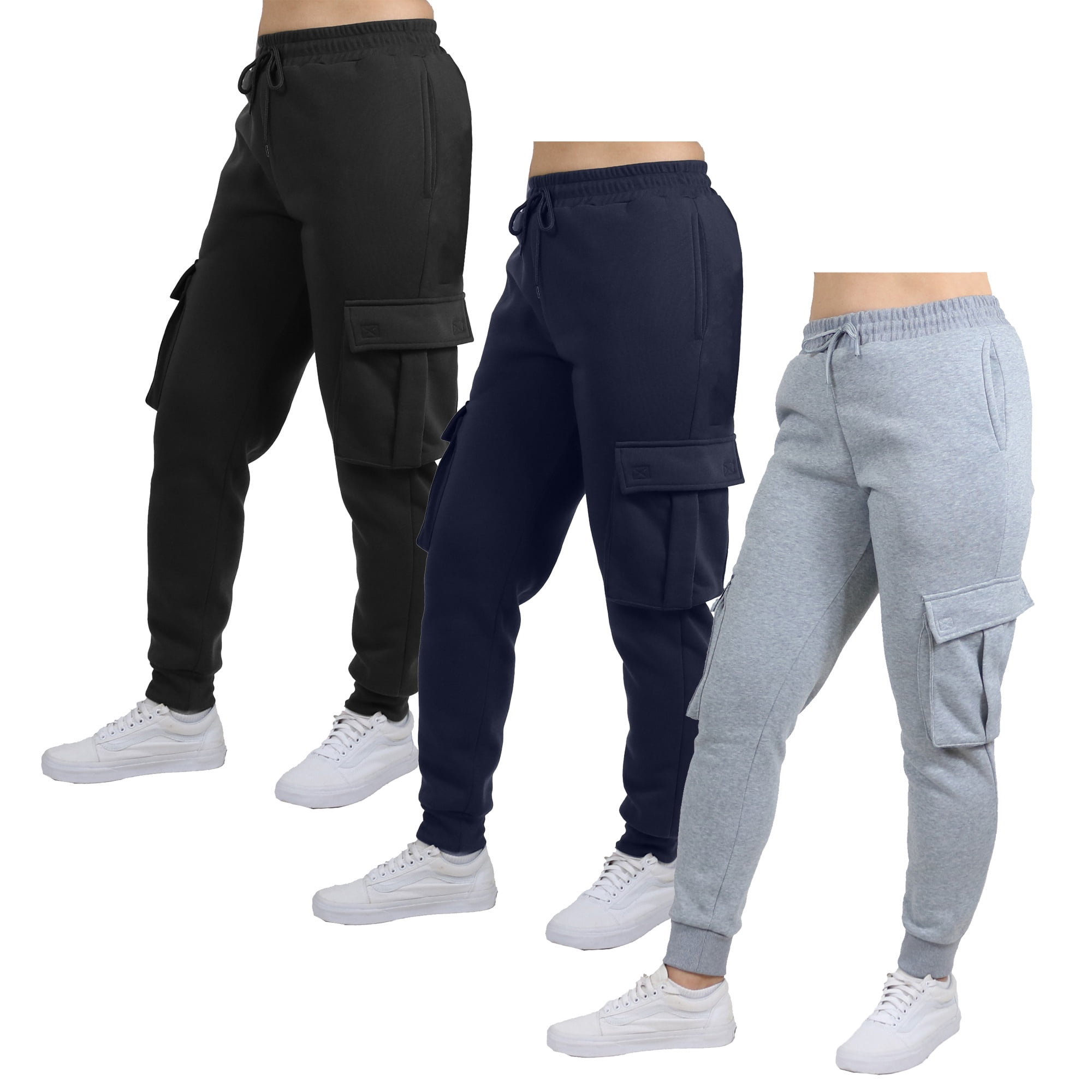 Galaxy by Harvic 3-Pack Women's Loose Fit Fleece Jogger Sweatpants (S ...