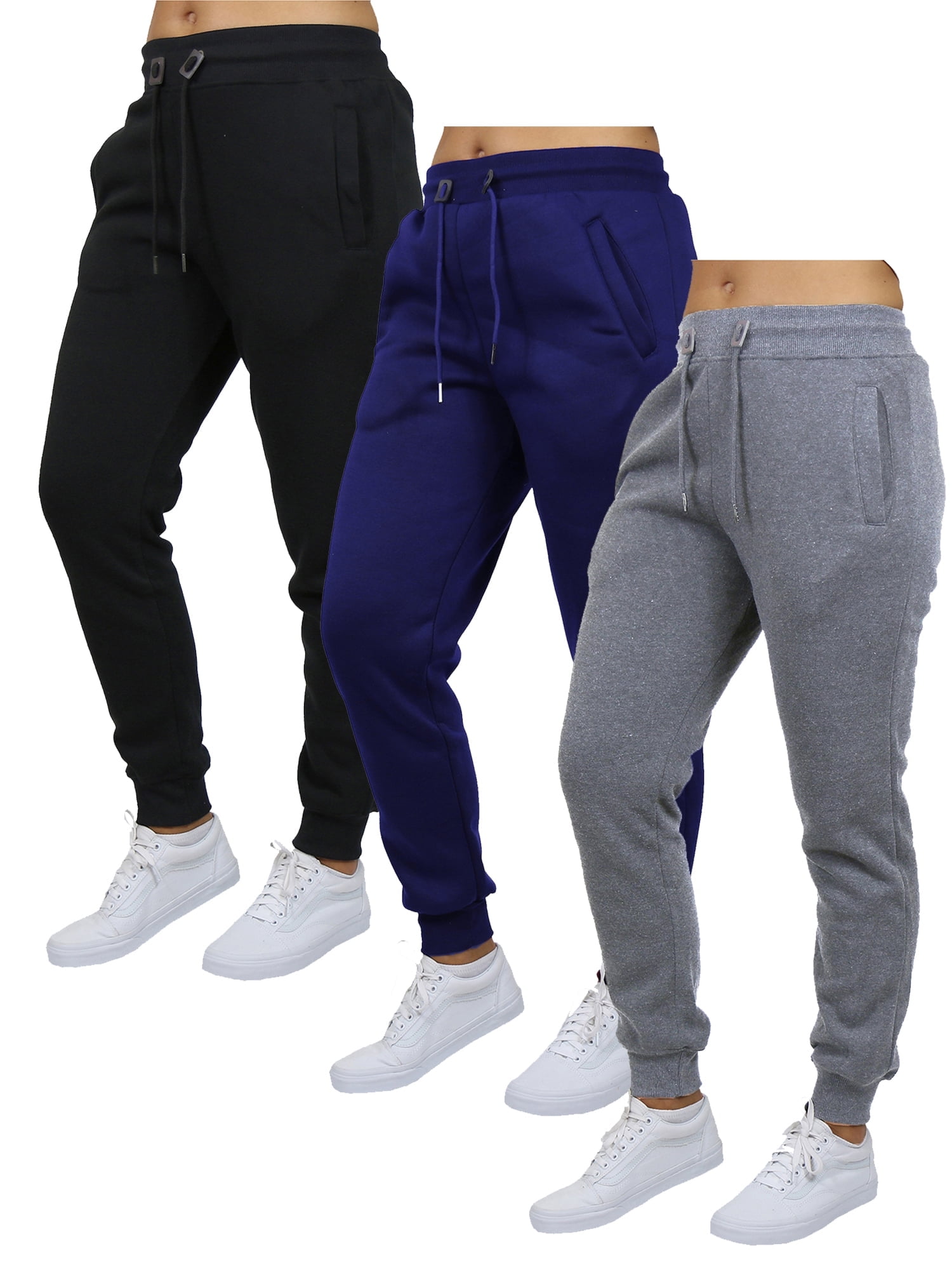 Galaxy by Harvic 3-Pack Women's Loose Fit Fleece Jogger Sweatpants (S ...