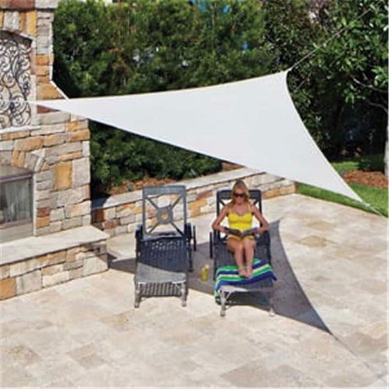 Gale Pacific Ready To Hang Shade Sail Triangle 16 ft. x 5 in., Pebble ...