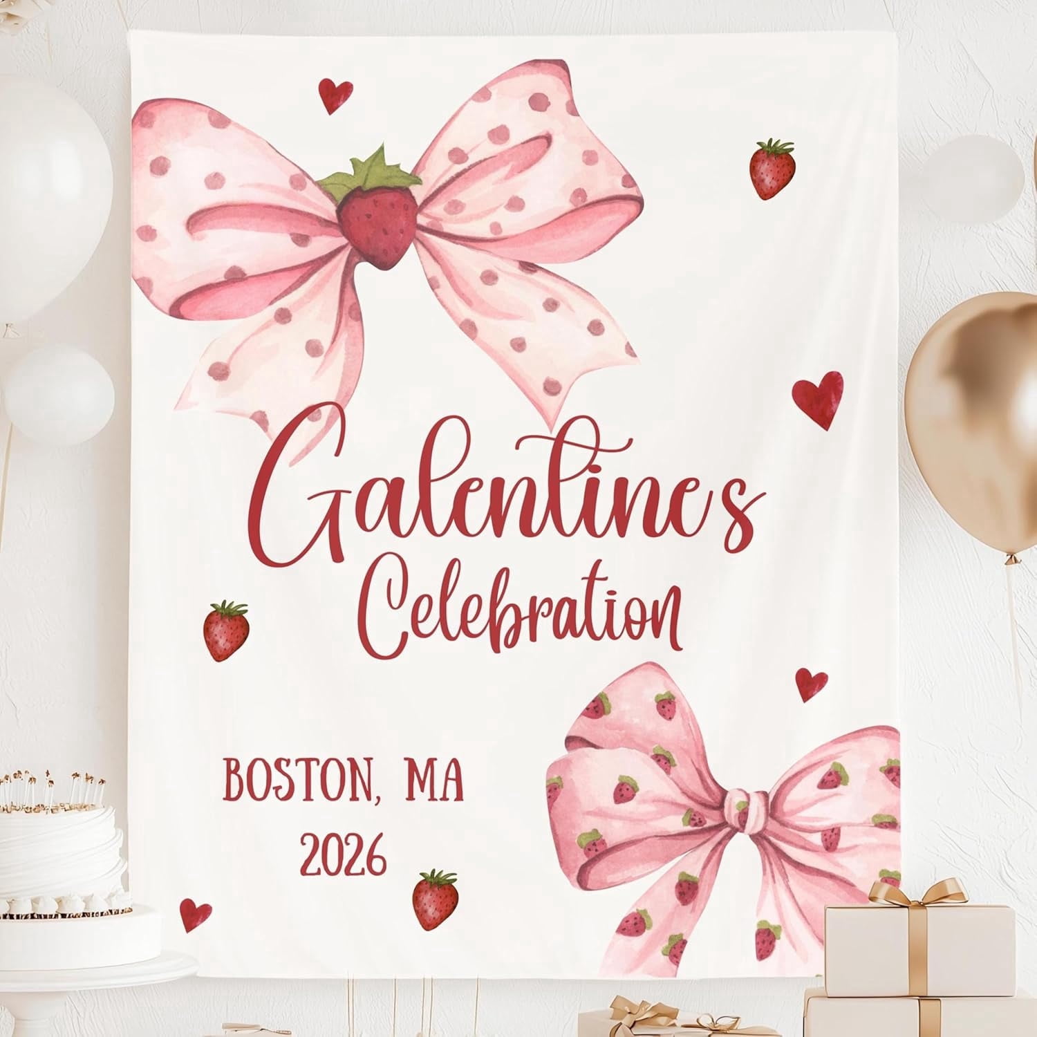 Galentine's Photo Backdrop, Valentines Day Party Welcome Sign, Coquette ...