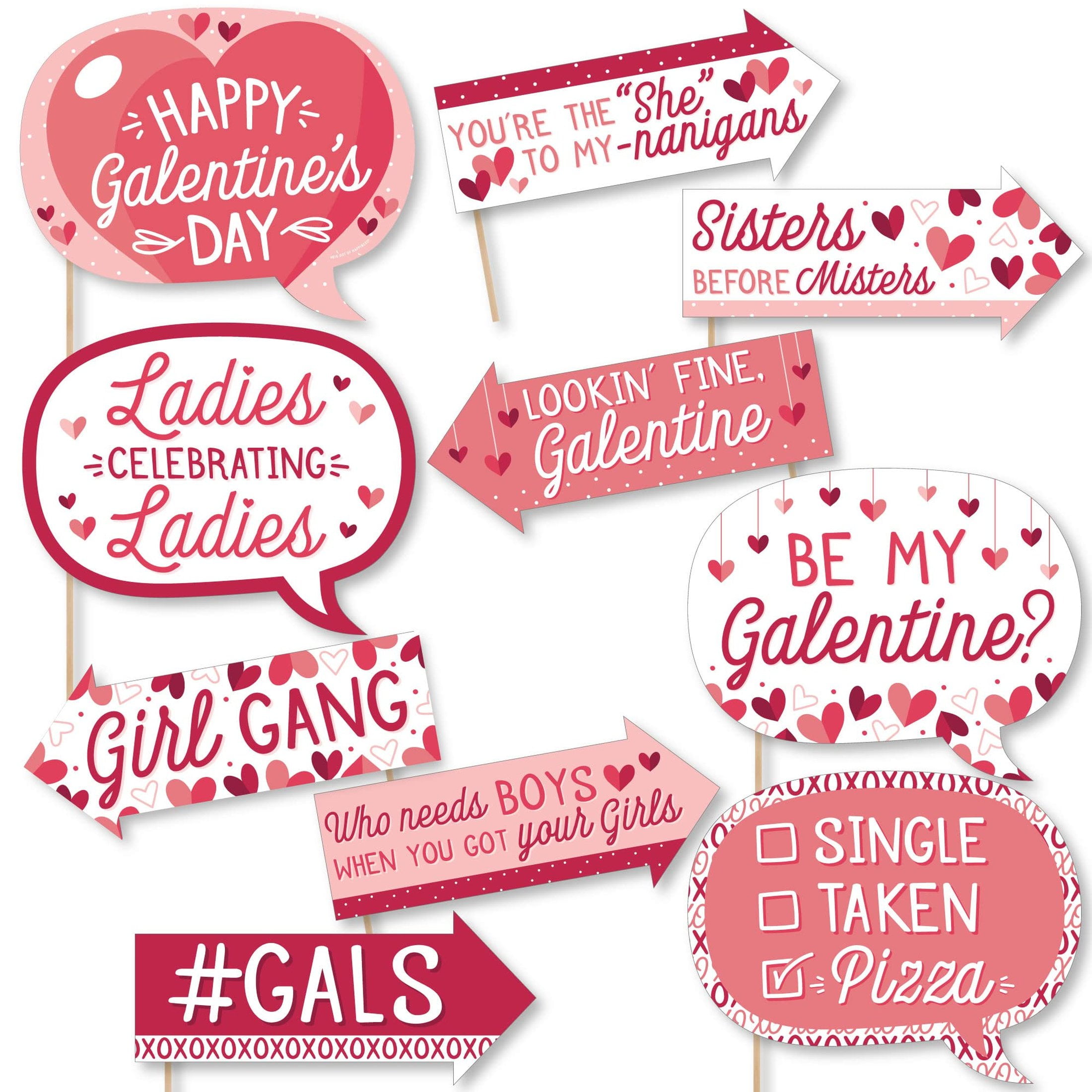 Galentine's Day Fun Photo Booth Props Kit - 10 Whimsical Pieces for ...