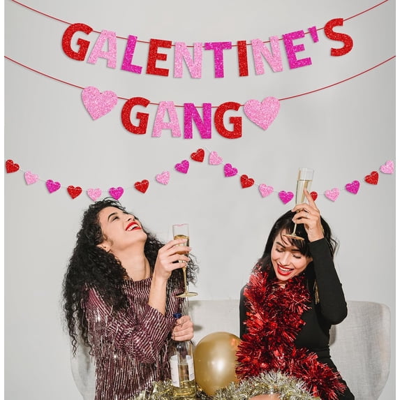 Galentine’s Gang Banner Happy Galentine’s Day Banner Red Pink Glittery ...