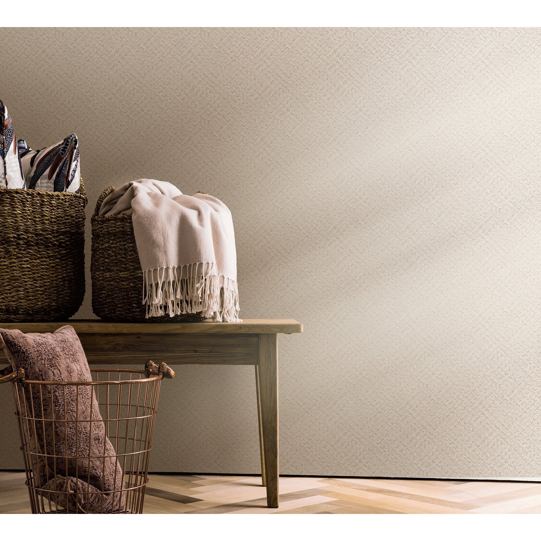 Galerie Wallcoverings Flora Herringbone Weave Vinyl on Non-woven Matte ...