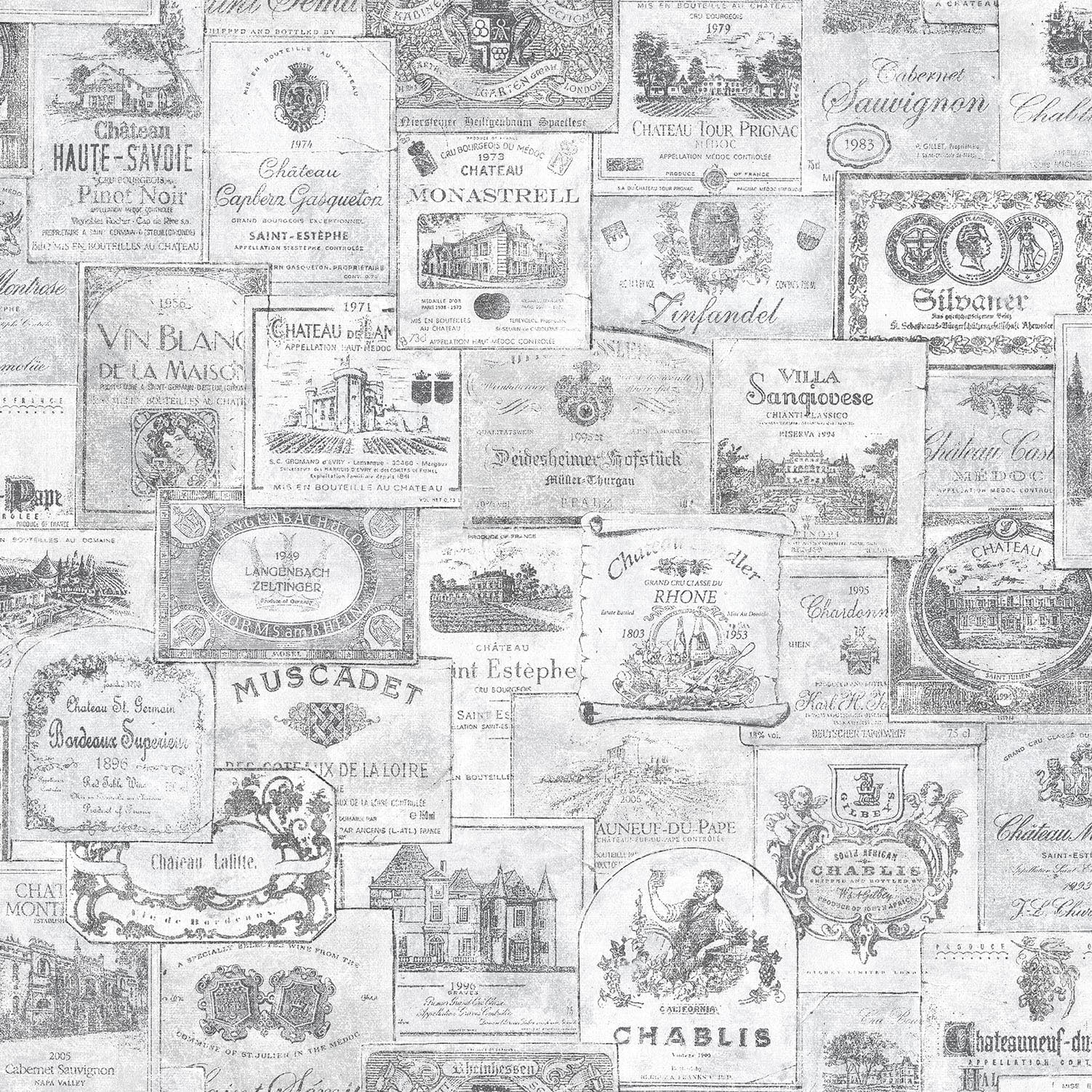 Galerie Wallcoverings Nostalgie Collection Wine Labels Non-woven Matte ...