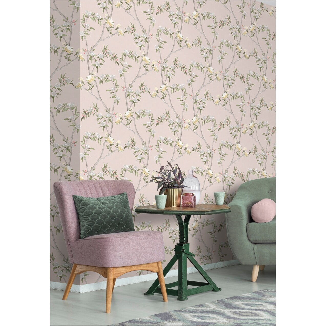 Galerie Wallcoverings Spring Blossom Chinoiserie Floral Vine Non-woven ...