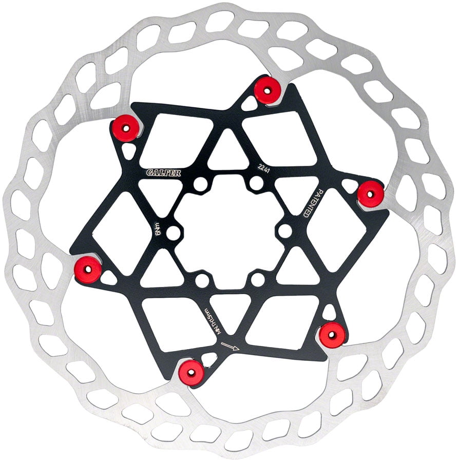 Galfer Floating Wave Disc Brake Rotor - 180mm x 2.0mm, 6-Bolt, Red ...