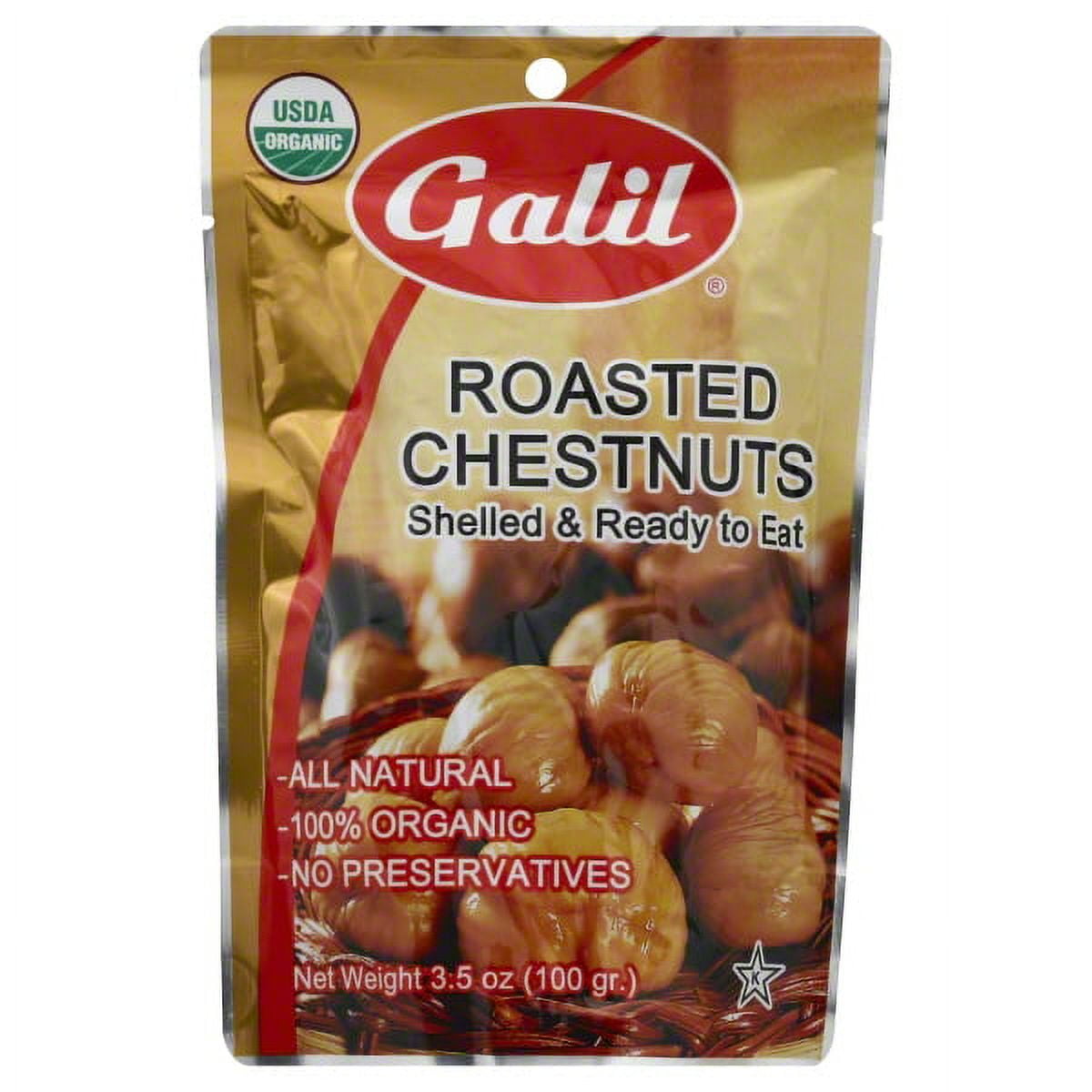 Galil Foods Kosher Organic Roasted Shelled Chestnuts - 3.5 OZ - Walmart.com