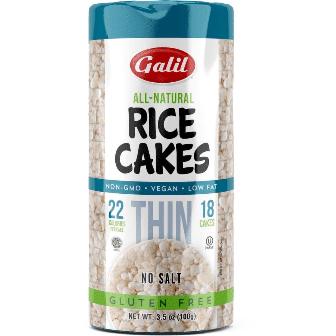 Galil Thin Rice Cakes, No Salt, Gluten-Free, Vegan, Light and Crunchy ...