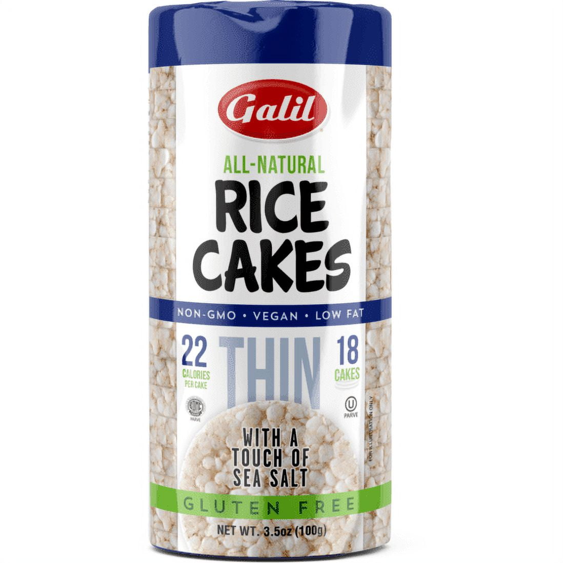 Galil All-Natural Thin Rice Cakes | Round | Salt | Gluten-Free | 3.5 oz ...