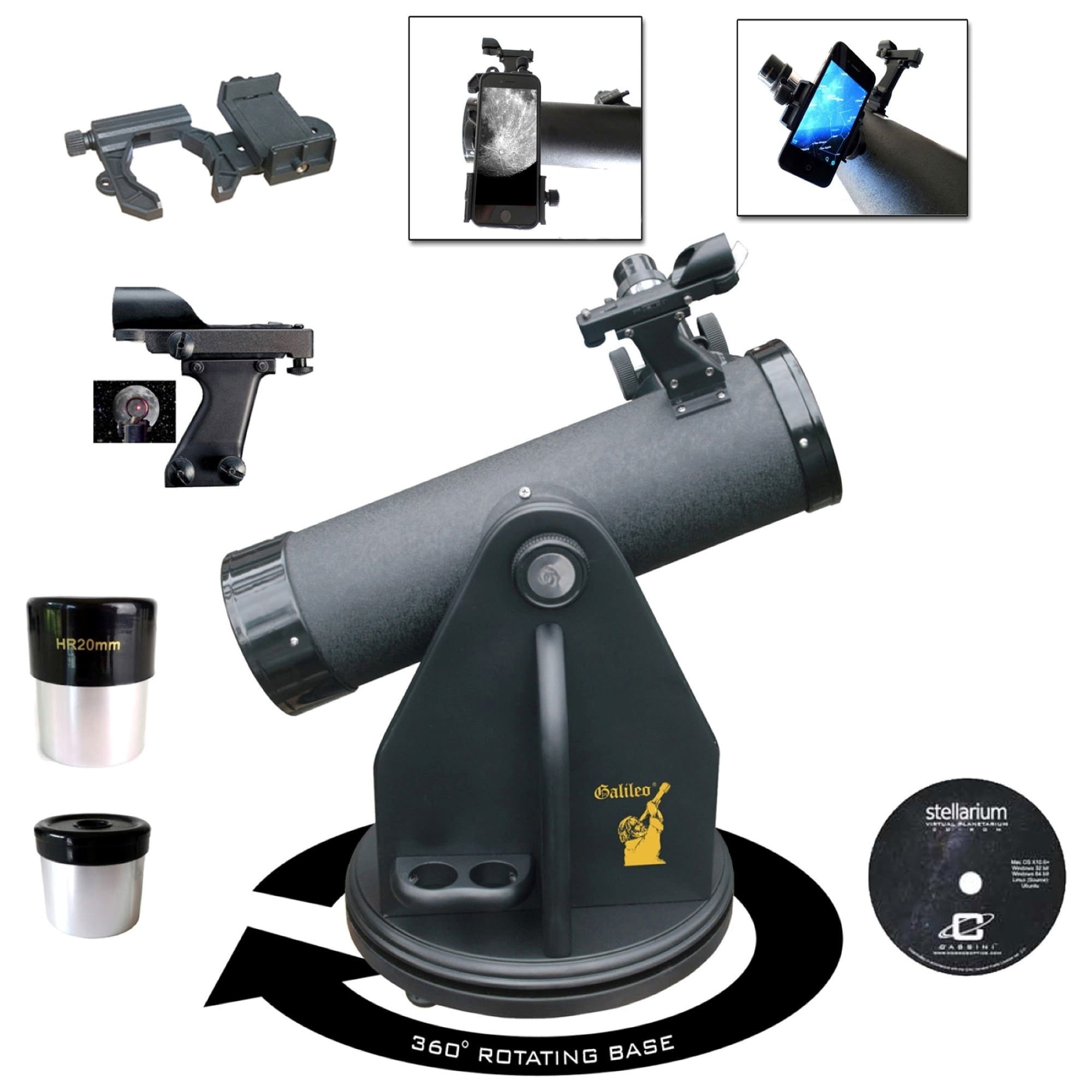 Galileo Table-Top Dobsonian Telescope with SmartPhone Adapter - Walmart.com