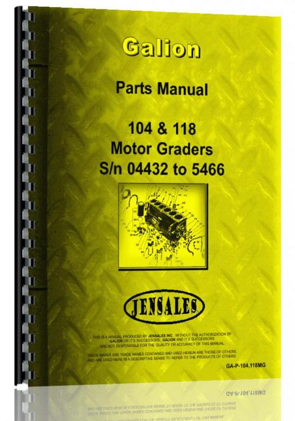 Galion 118 Grader Parts Manual - Walmart.com
