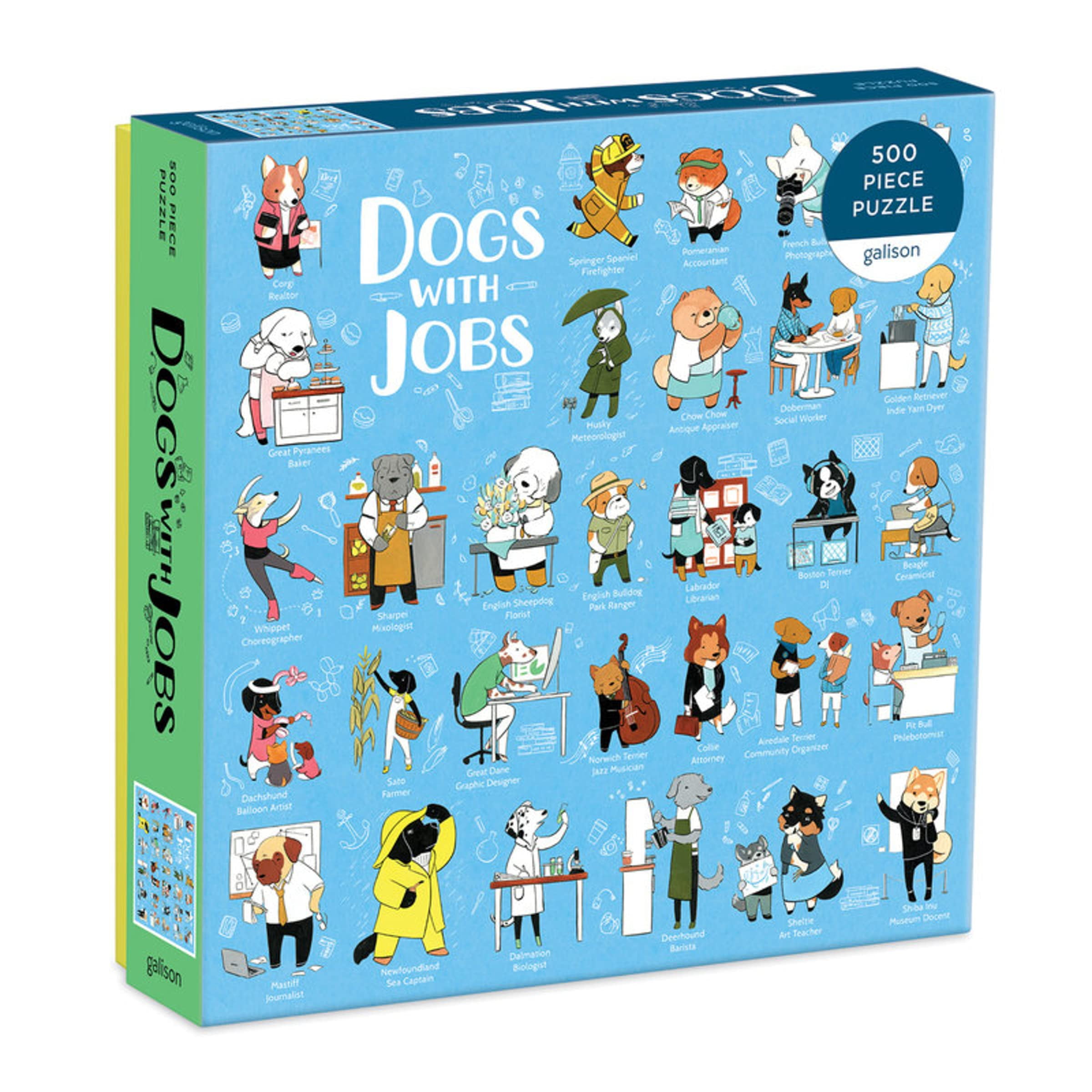 Galison Dogs with Jobs EC36 Puzzle, 500 Pieces, 20” x 20” - Jigsaw ...
