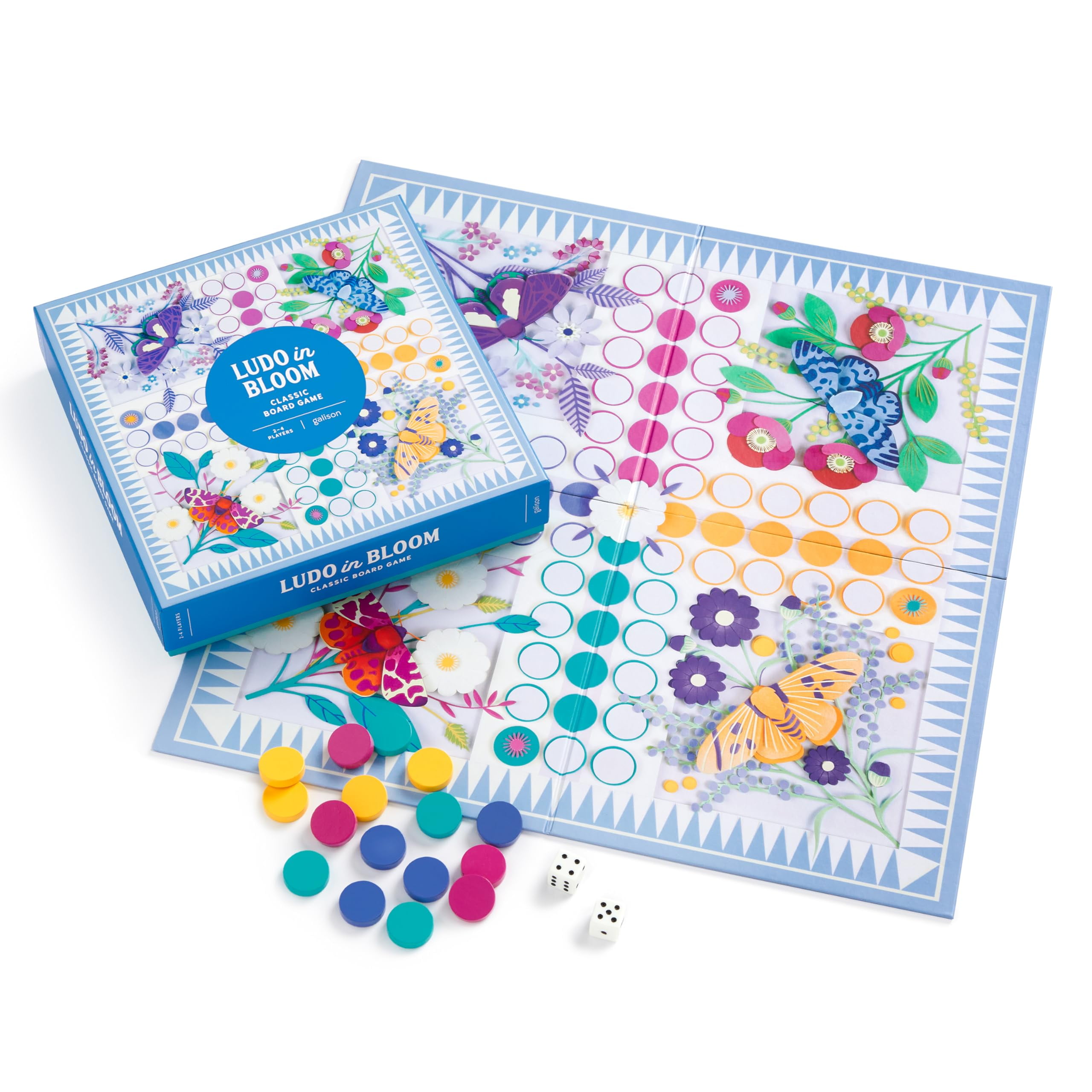 Galison Ludo in Bloom - Floral Version of Classic Ludo Board Game for ...