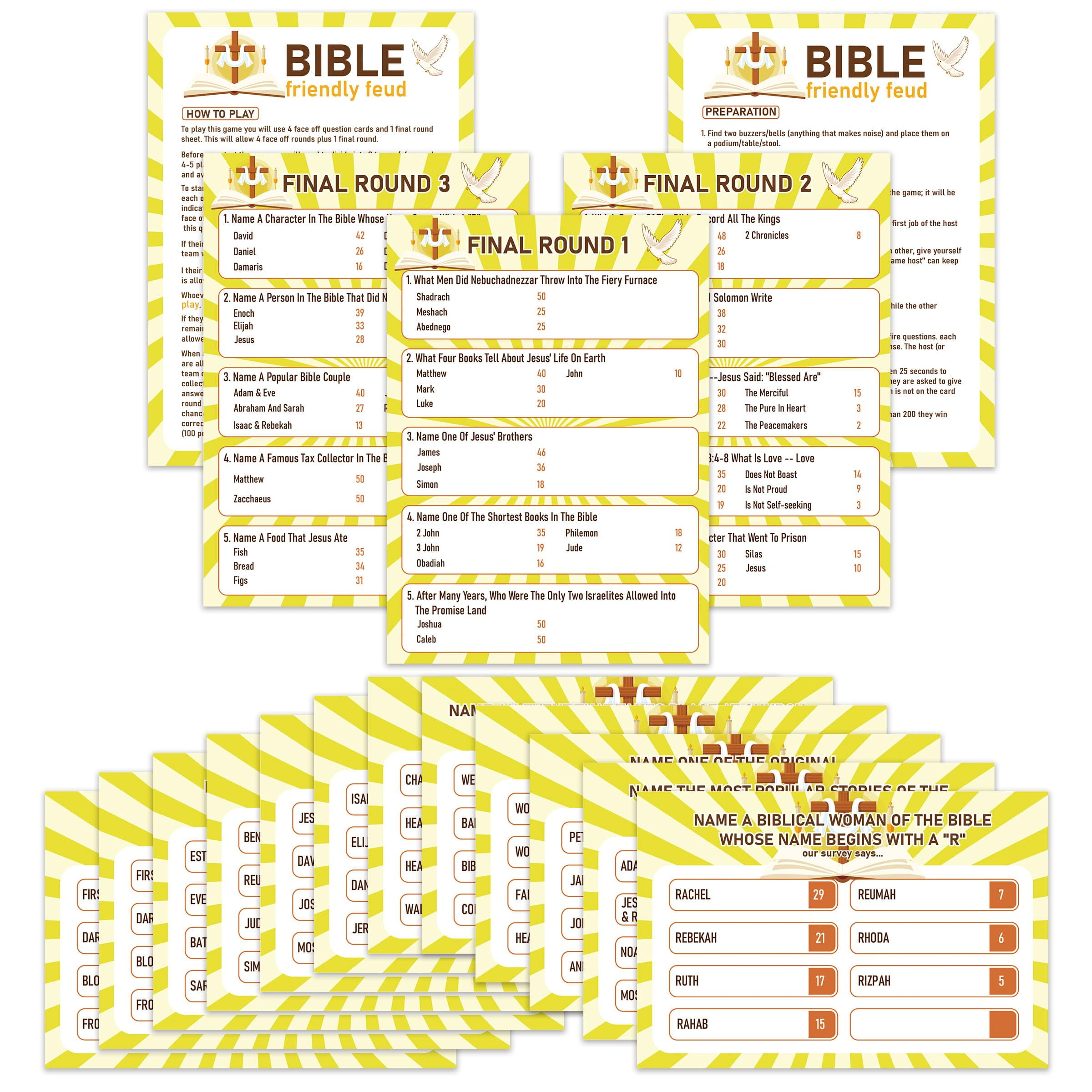 UHADRE Bible Feud Game, MMF7 Bible Family Feud Cards, Christian Party ...