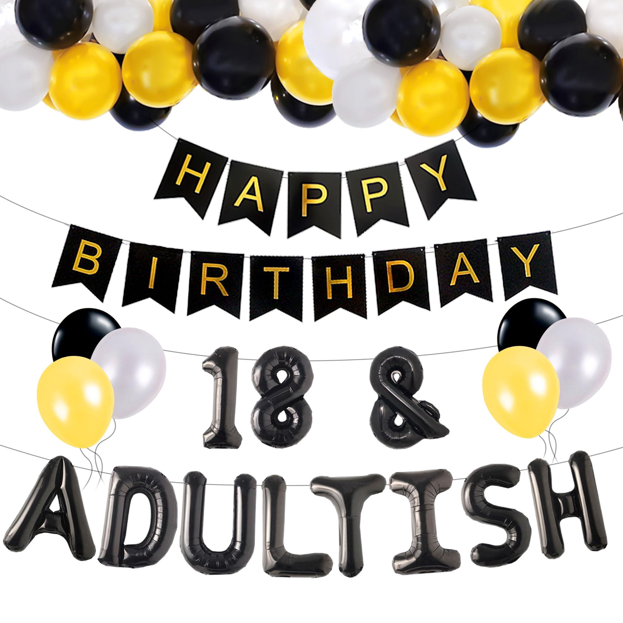 GallaRato 24 PCS 18 ＆ ADULTISH ZLK1 Birthday Balloons 18th Birthday ...