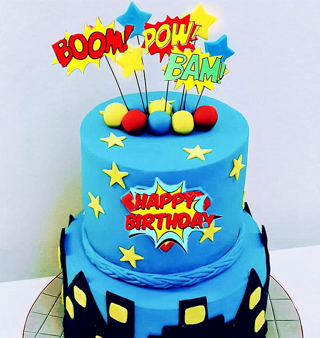 GallaRato Superhero Cake Topper - Happy AIS1 Birthday Decorations for ...